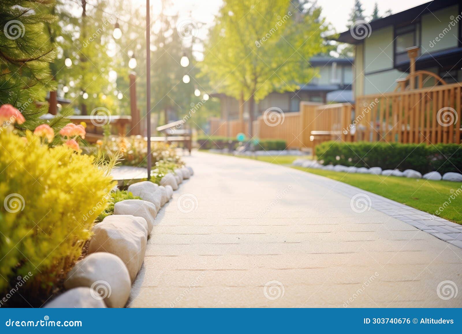 Garden Path with Permeable Paving at a Park Stock Photo - Image of ...