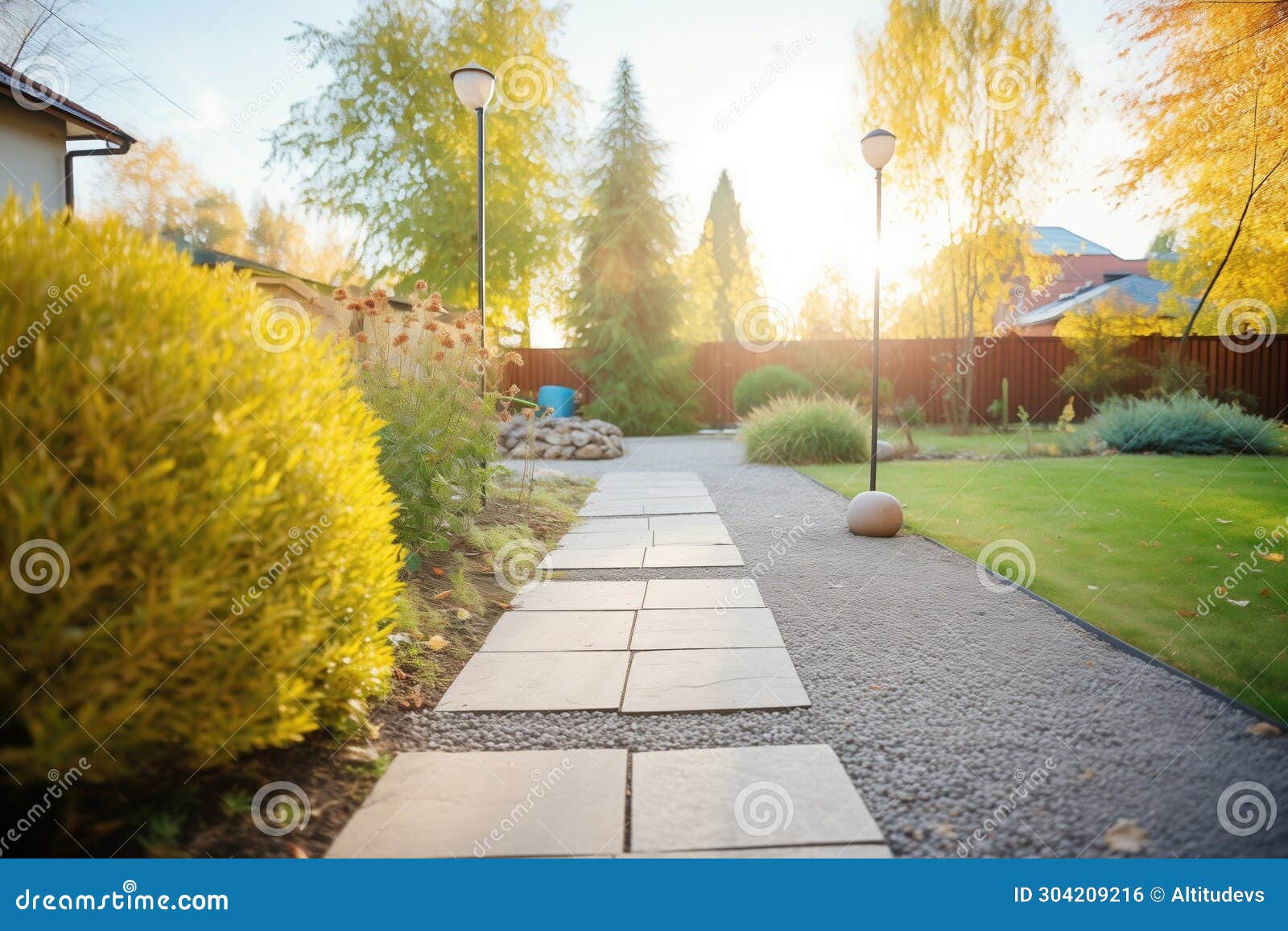 Garden Path with Permeable Paving at a Park Stock Photo - Image of ...