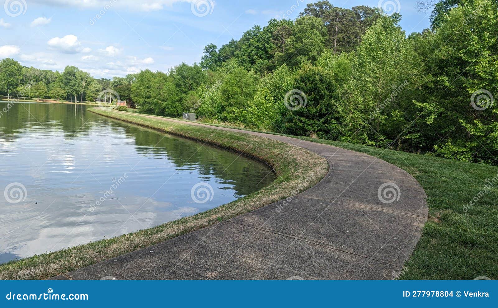 Garden Path in a Serene Lake Side for Walking Running Relaxing Stock ...