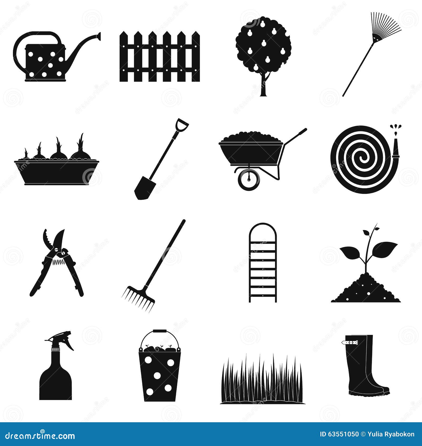 16 garden plain icons set stock vector. Illustration of farming - 63551050