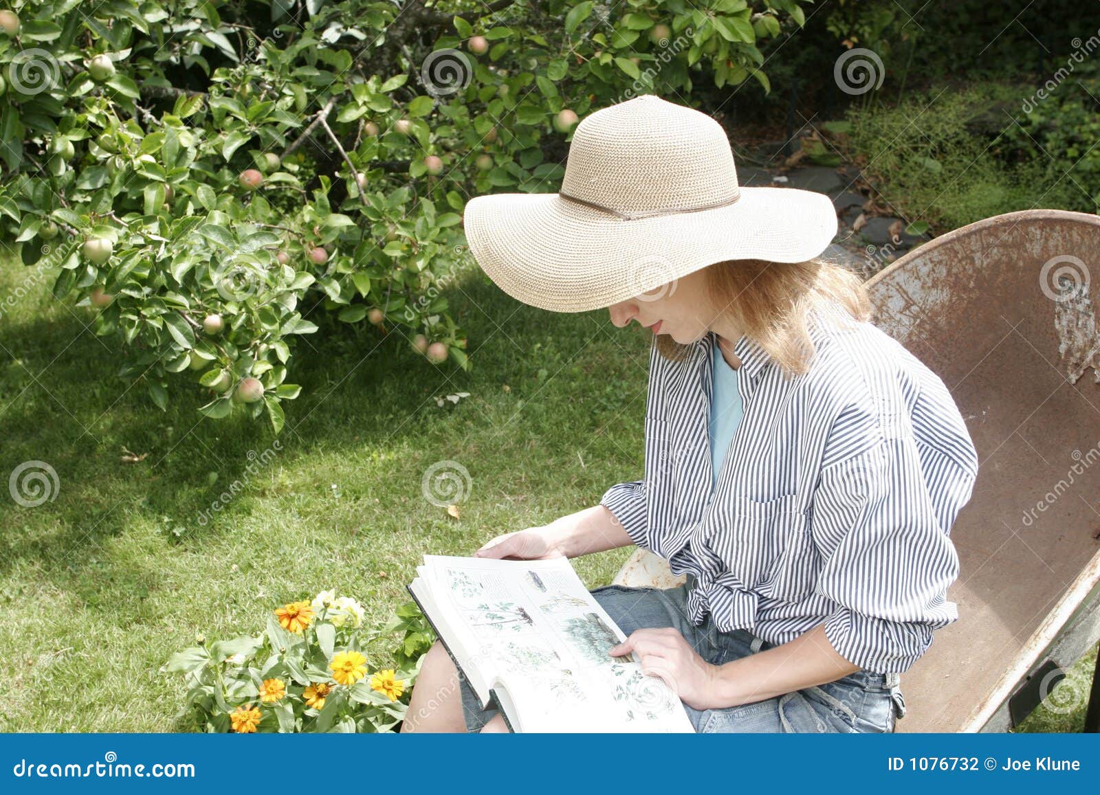 Garden portraits stock photo. Image of work, fashion, book - 1076732