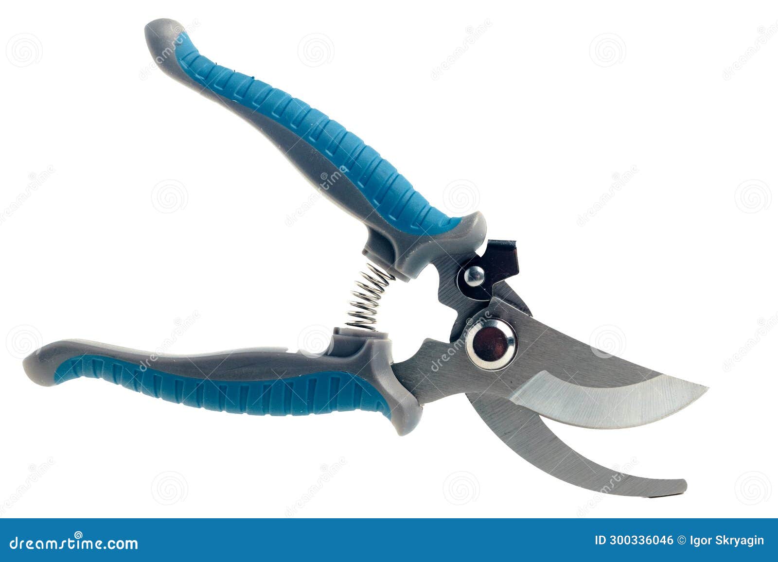 Garden Pruning Shears with Rubber Handles on a White Background Stock ...