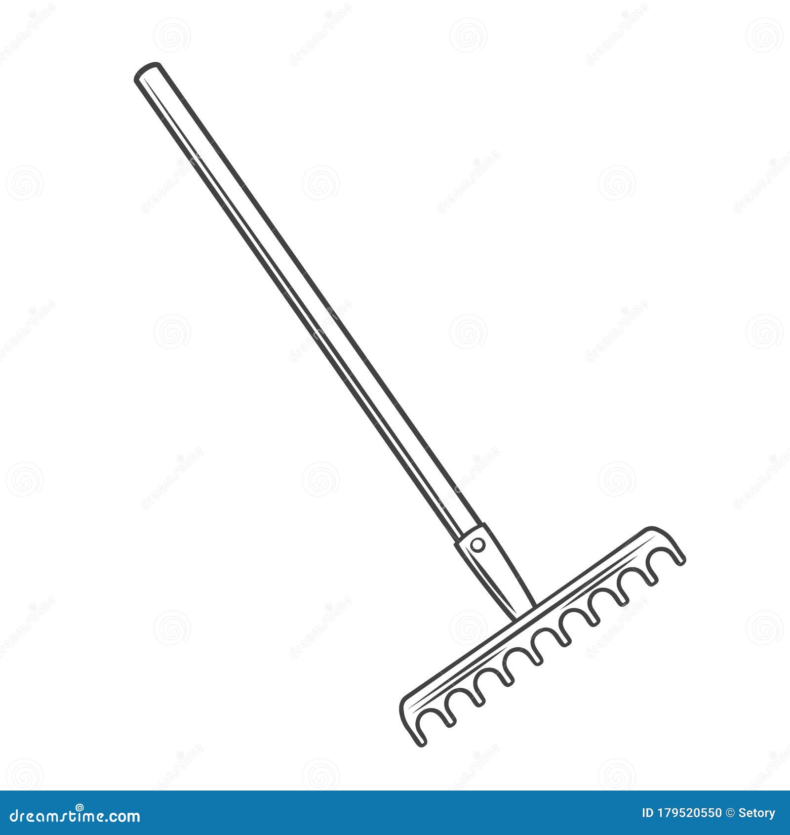 Garden rake outline stock vector. Illustration of icon - 179520550