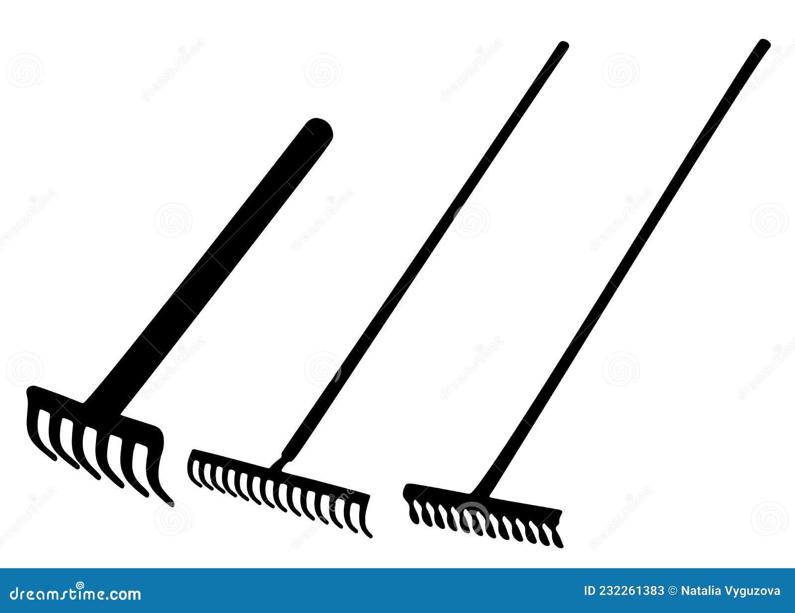 Garden rake set. stock vector. Illustration of tool - 232261383