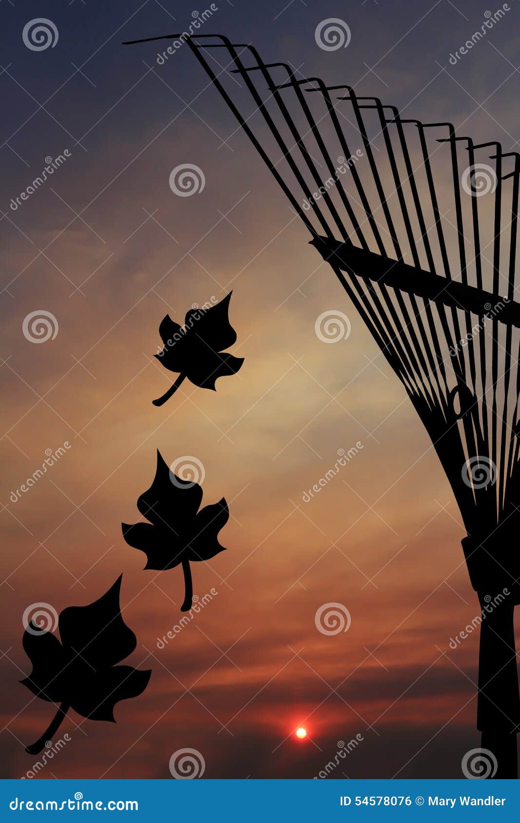 Garden Rake Silhouette in the Sunset Stock Illustration - Illustration ...