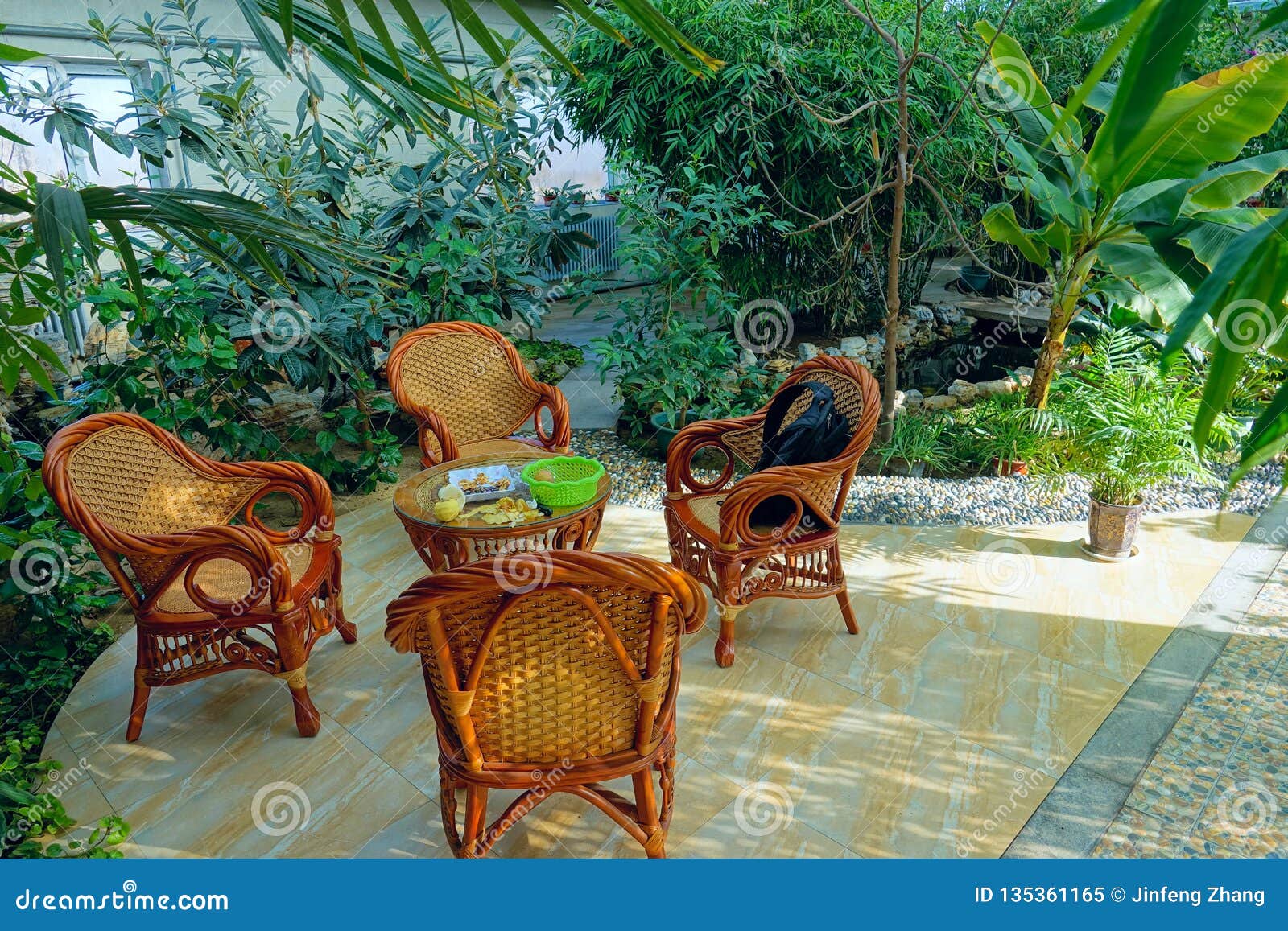 Garden resting-place stock image. Image of tree, place - 135361165