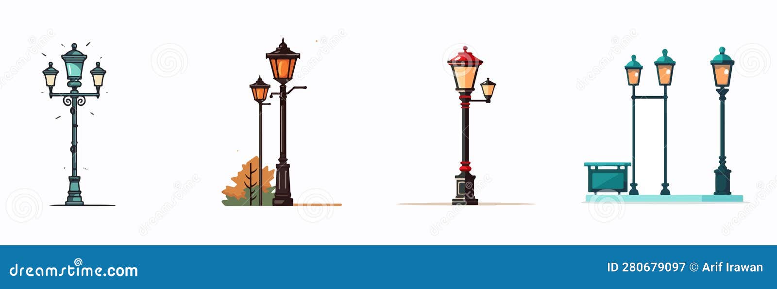 Garden Road Post Lamp Vector Illustration Stock Vector - Illustration ...