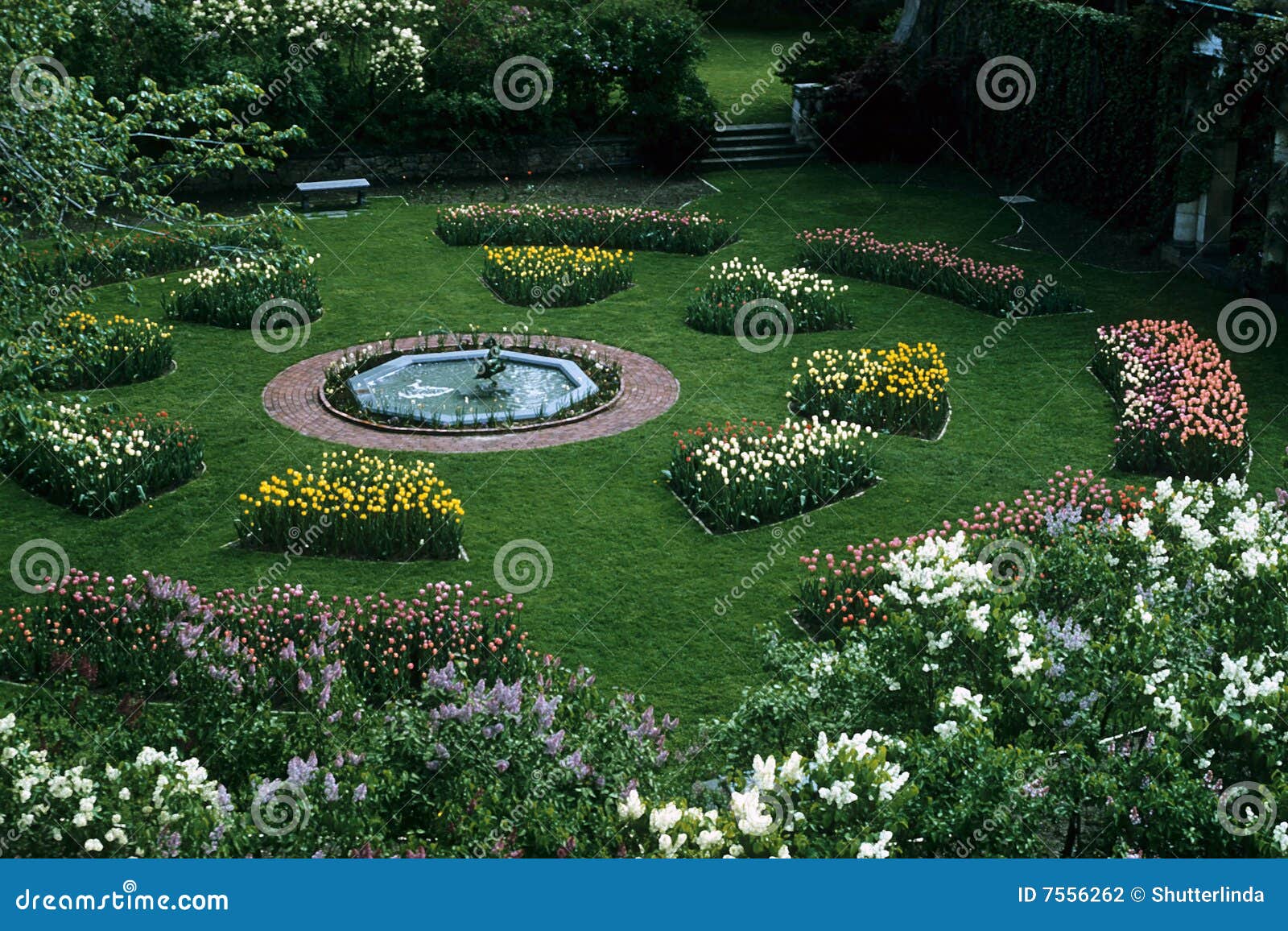 Garden round stock photo. Image of walkway, plants, color - 7556262
