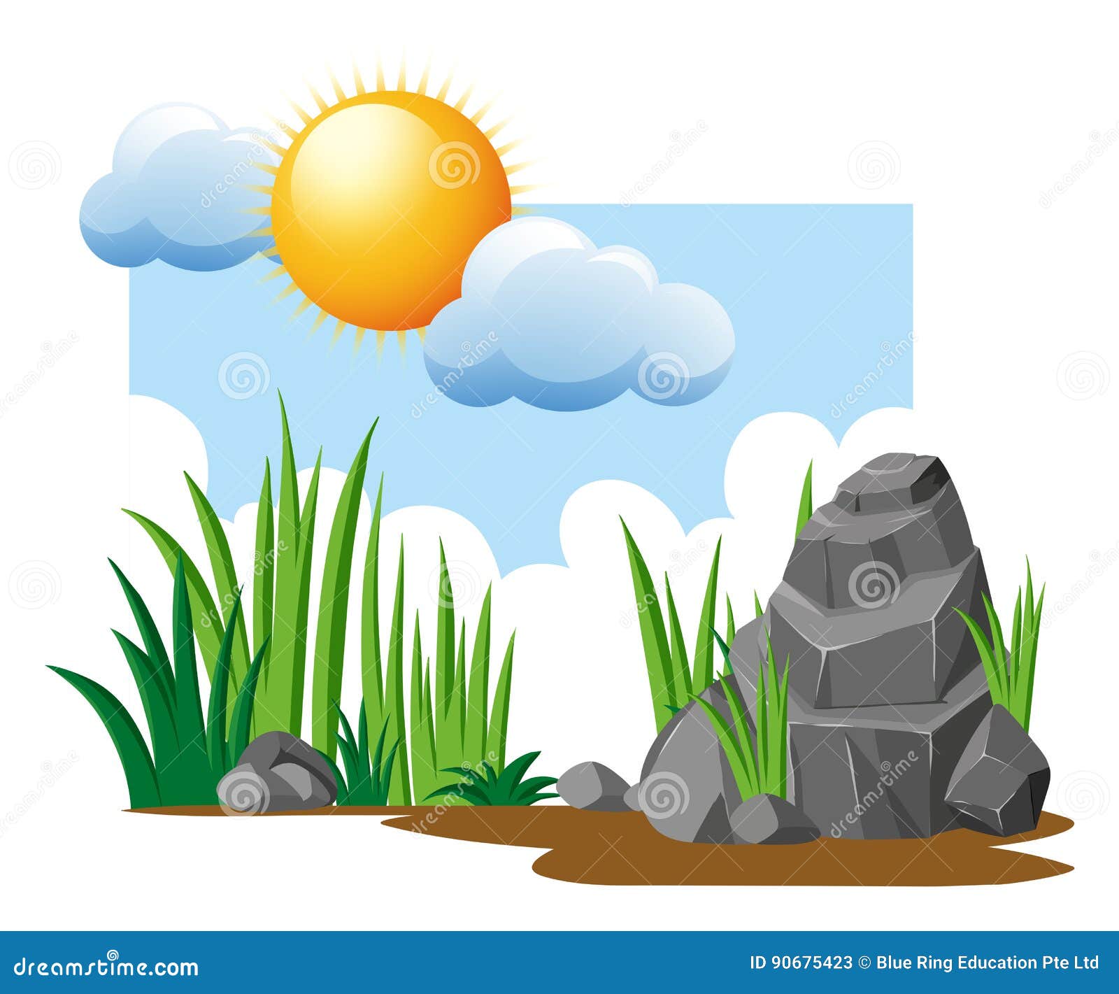 Garden Scene with Grass and Rocks Stock Vector - Illustration of scene ...