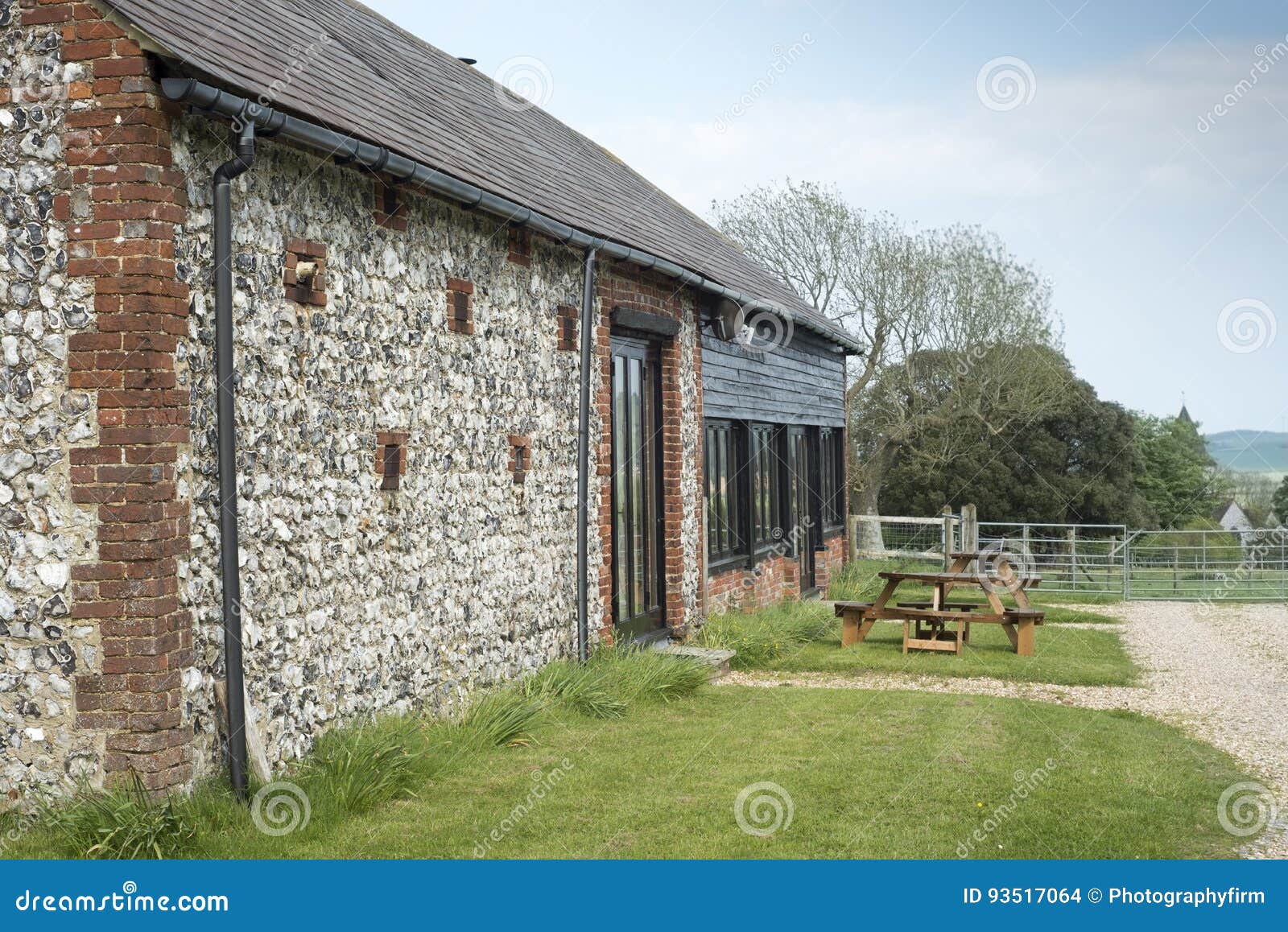 Garden and Seating of a Countryside Barn Cottage Stock Photo - Image of ...