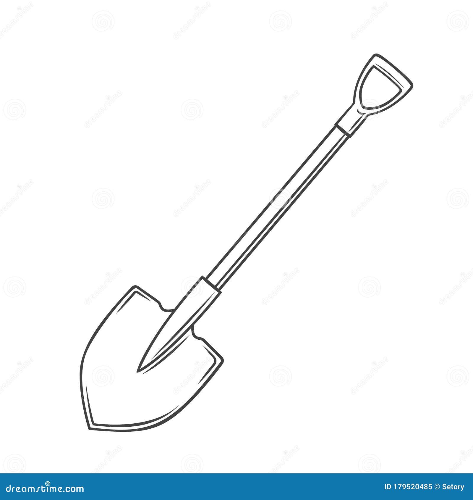 Garden shovel outline stock vector. Illustration of rusty - 179520485