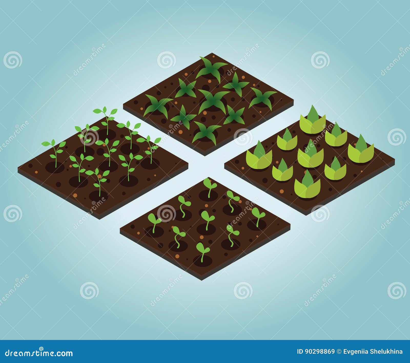 Garden in Spring. Isometric Icon Set. Vector Illustration. Stock Vector ...