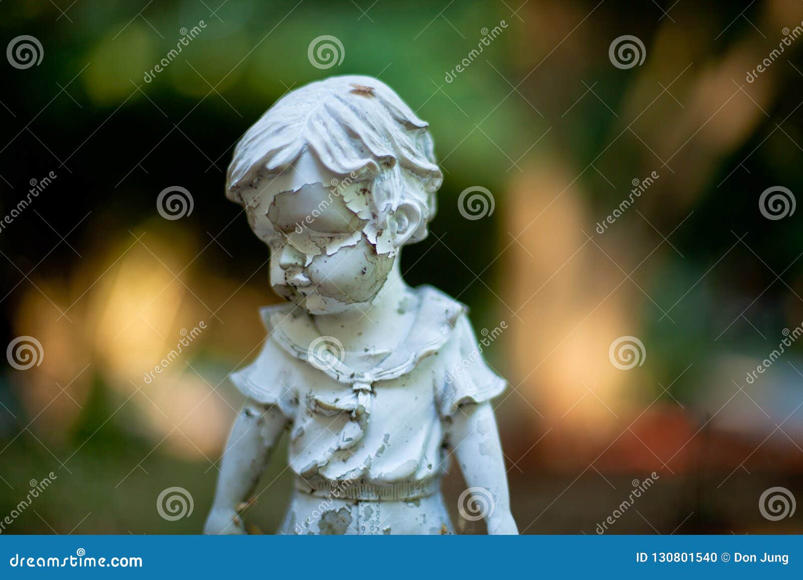 Garden Statue of Child in Corroded Condition. Stock Photo - Image of ...