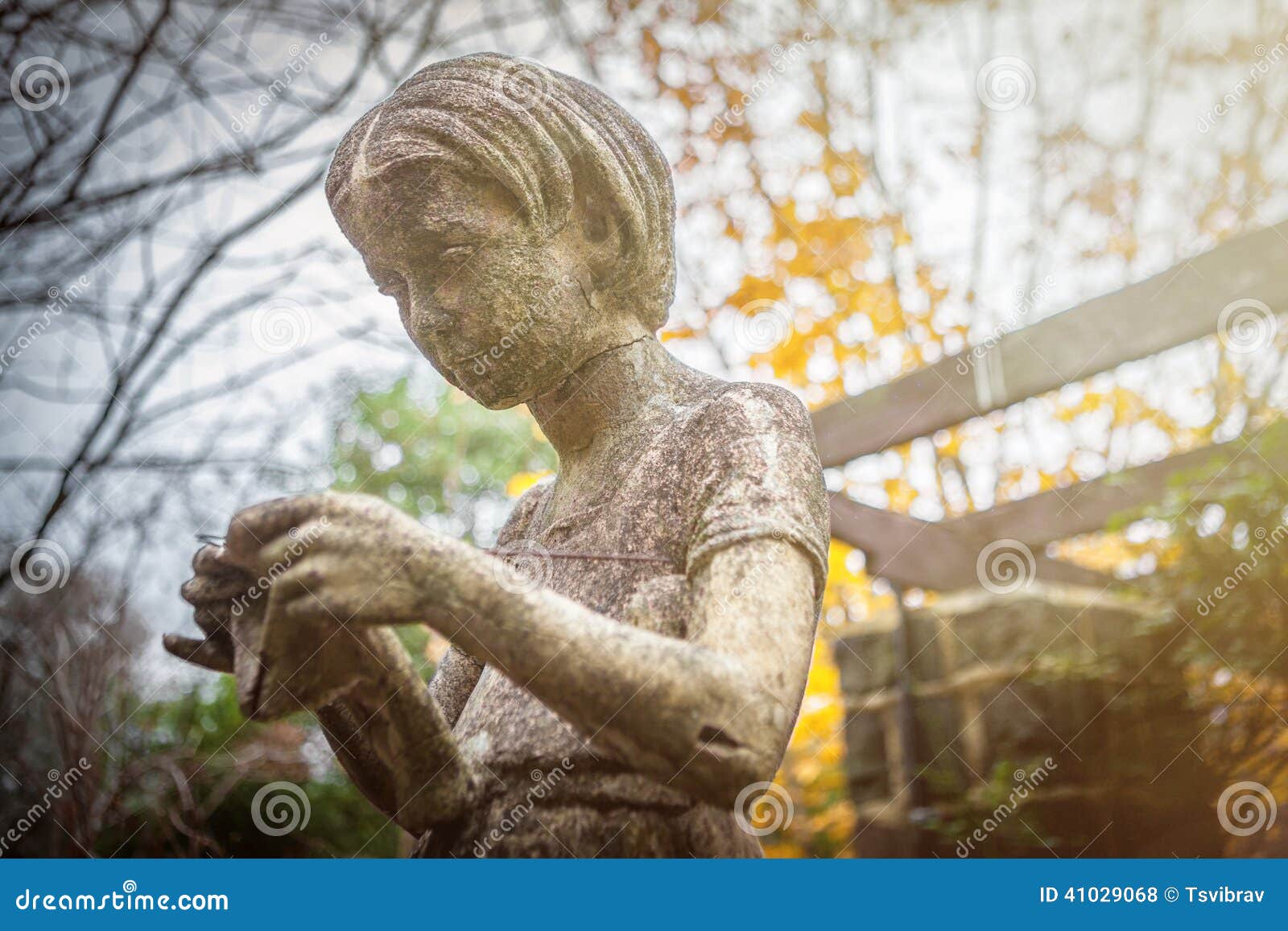 Garden Statue of Knitting Woman Stock Photo - Image of carefree, formal ...