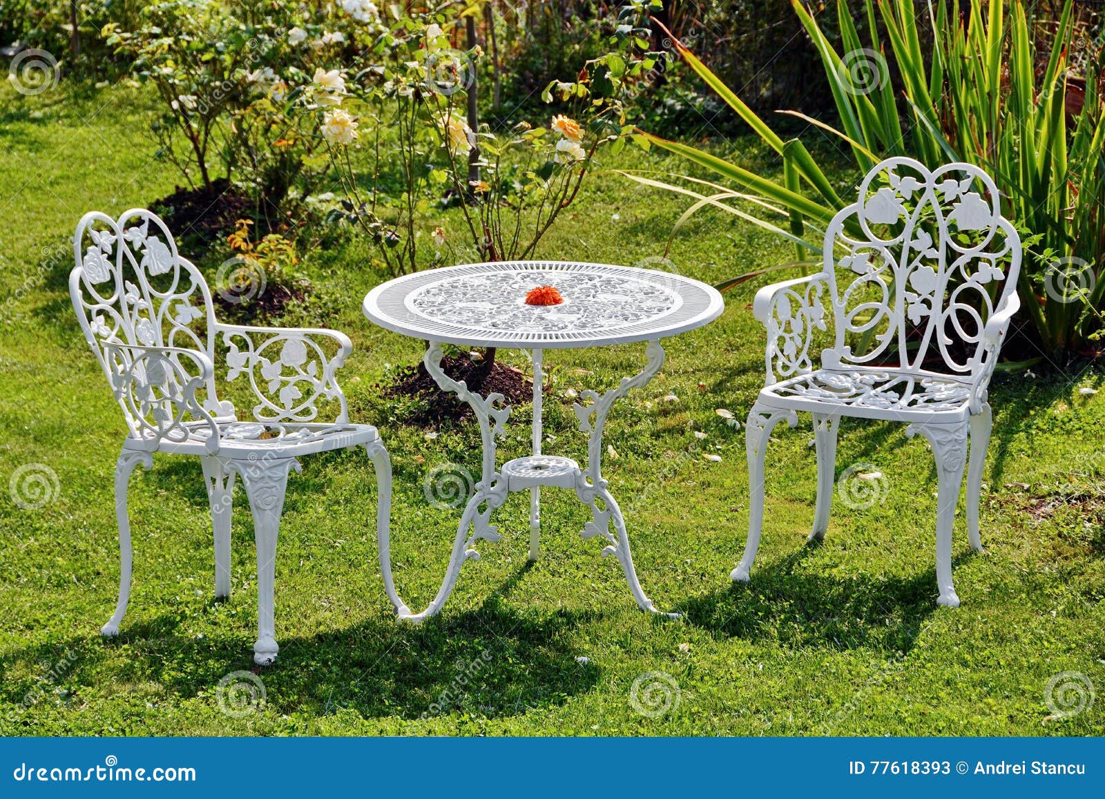 Garden table stock image. Image of deck, romantic, furniture - 77618393