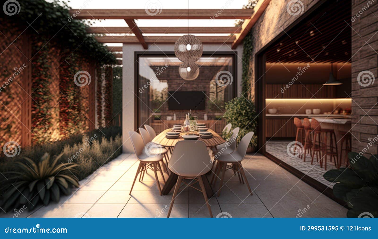 Garden Terrace Architects Design. Generative AI Stock Illustration ...