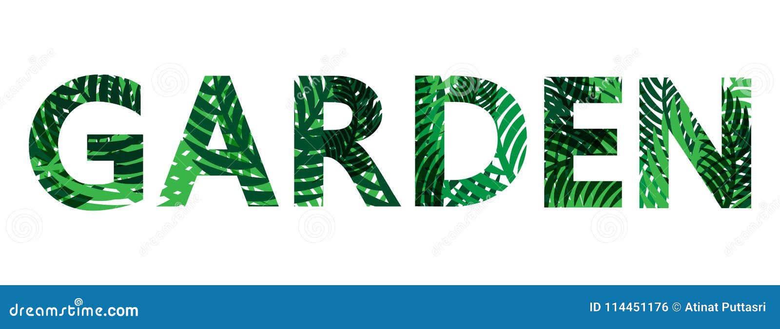 Garden Text Green Leaves Abstract Vector Design. Stock Vector ...