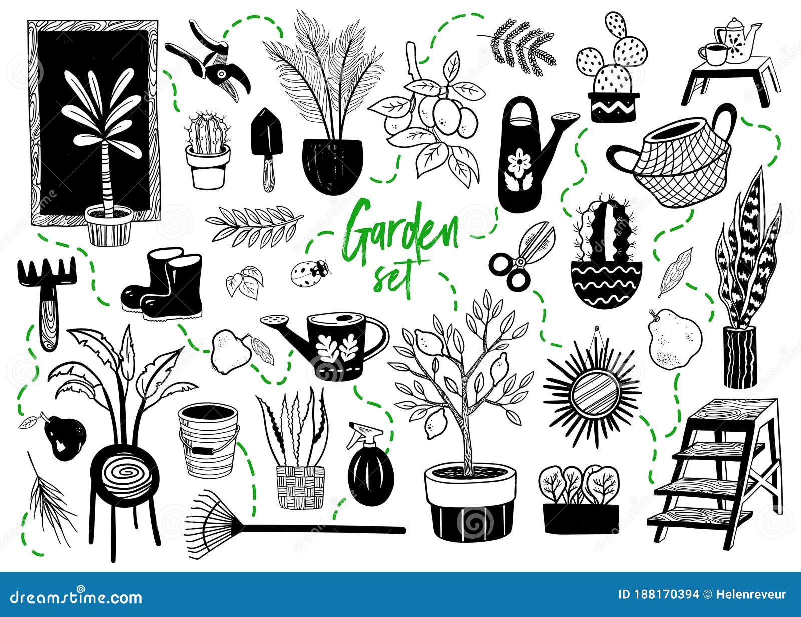 Garden themed doodle set stock vector. Illustration of drawn - 188170394
