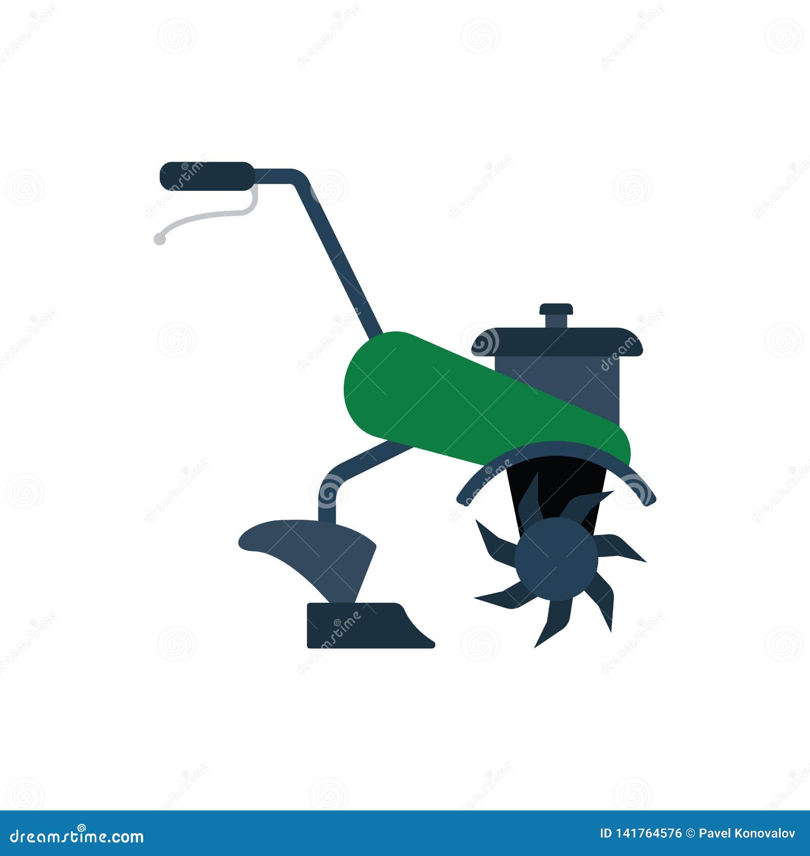 Garden tiller icon stock vector. Illustration of nature - 141764576