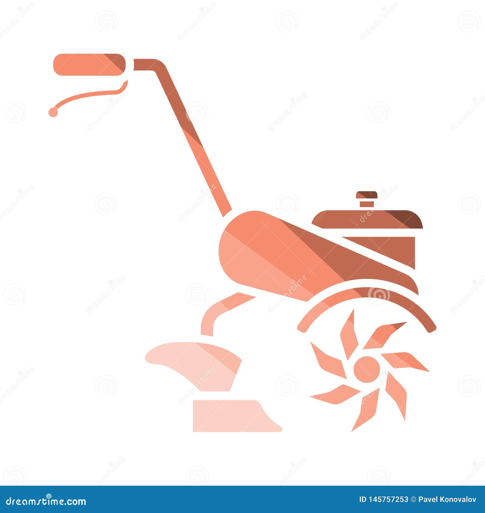 Garden tiller icon stock vector. Illustration of engine - 145757253