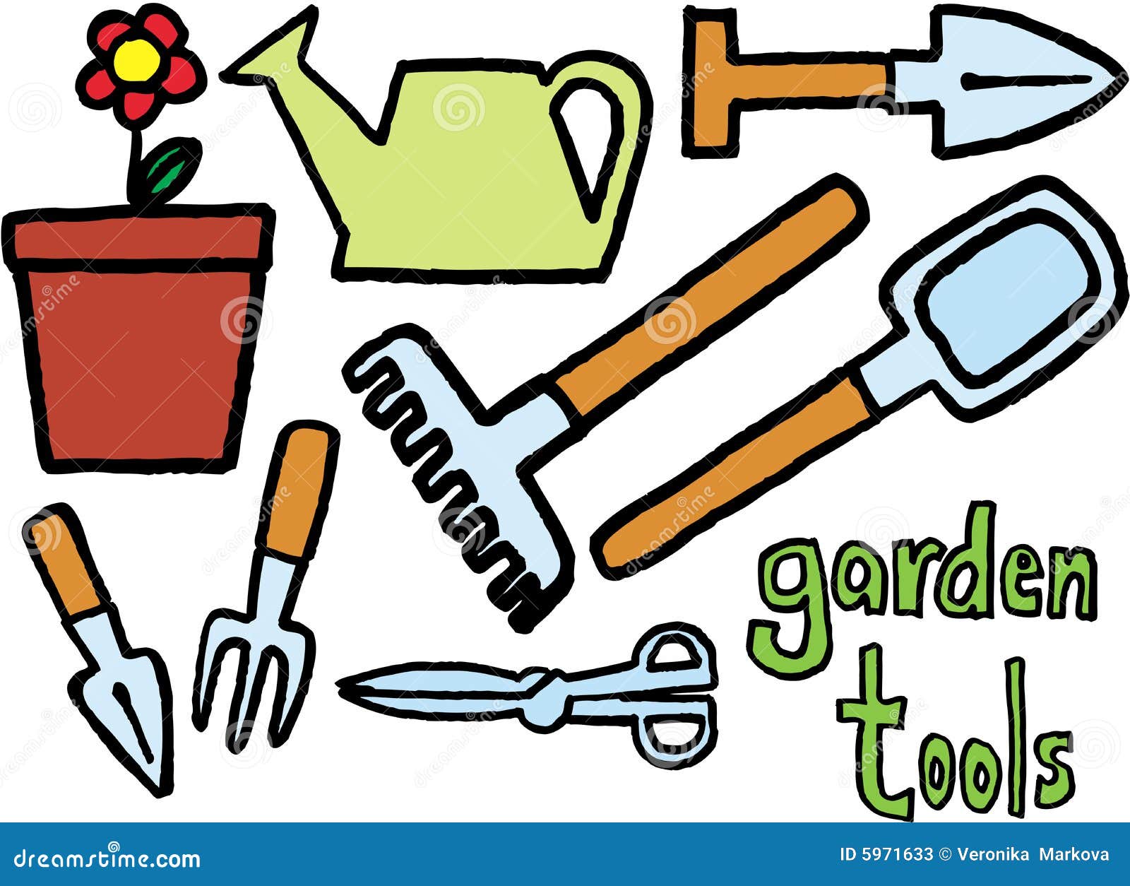 Garden Tools Mini-set. Shovel, Rake And Hoe Vector Illustration Royalty ...