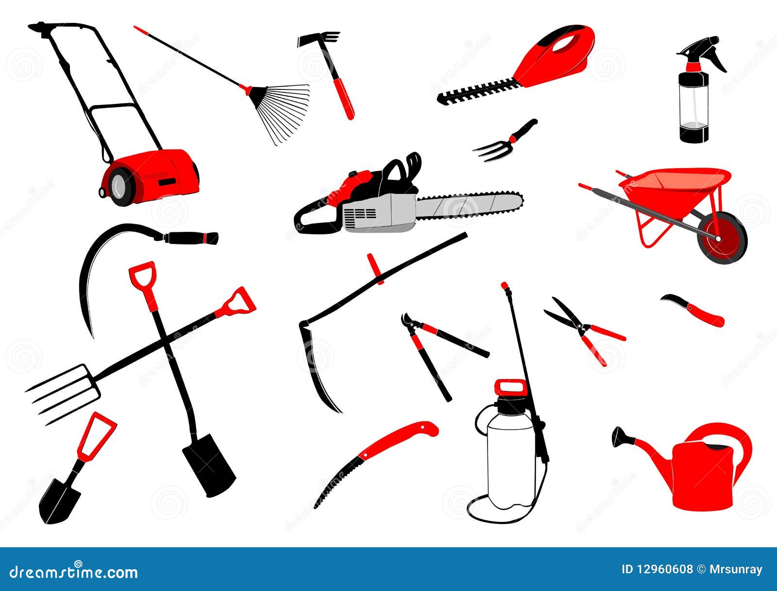 Garden tools colored stock vector. Illustration of scissors - 12960608