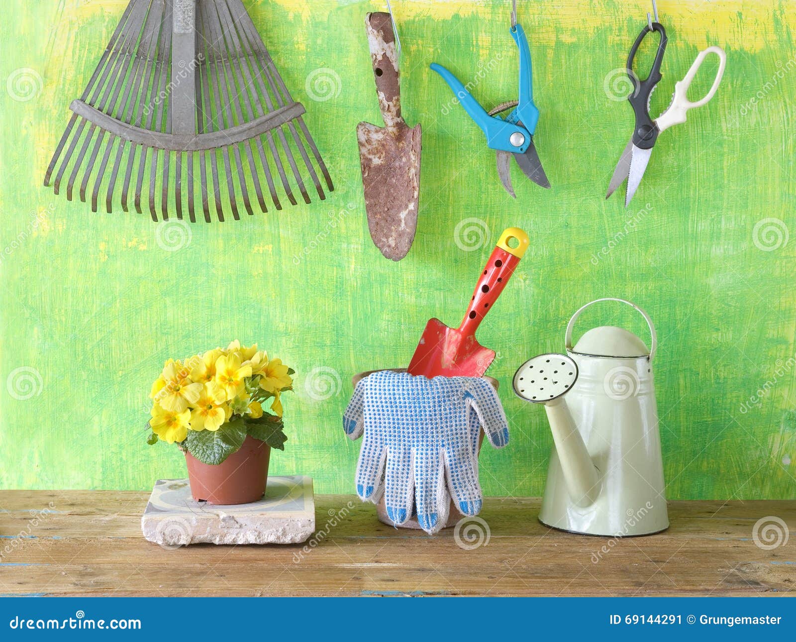 Garden tools and flower stock image. Image of botany - 69144291