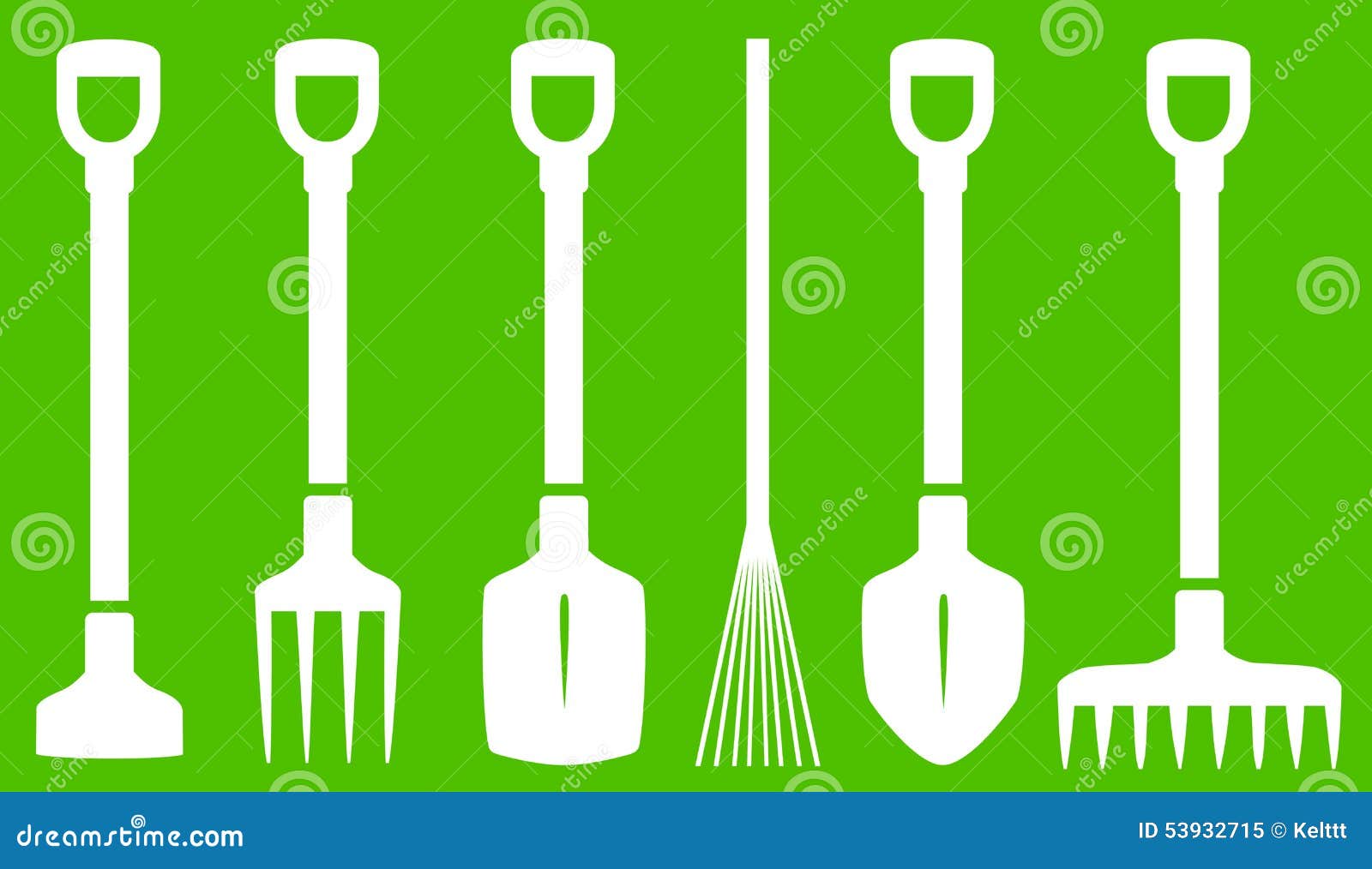 Garden Tools on Green Background Stock Illustration - Illustration of ...