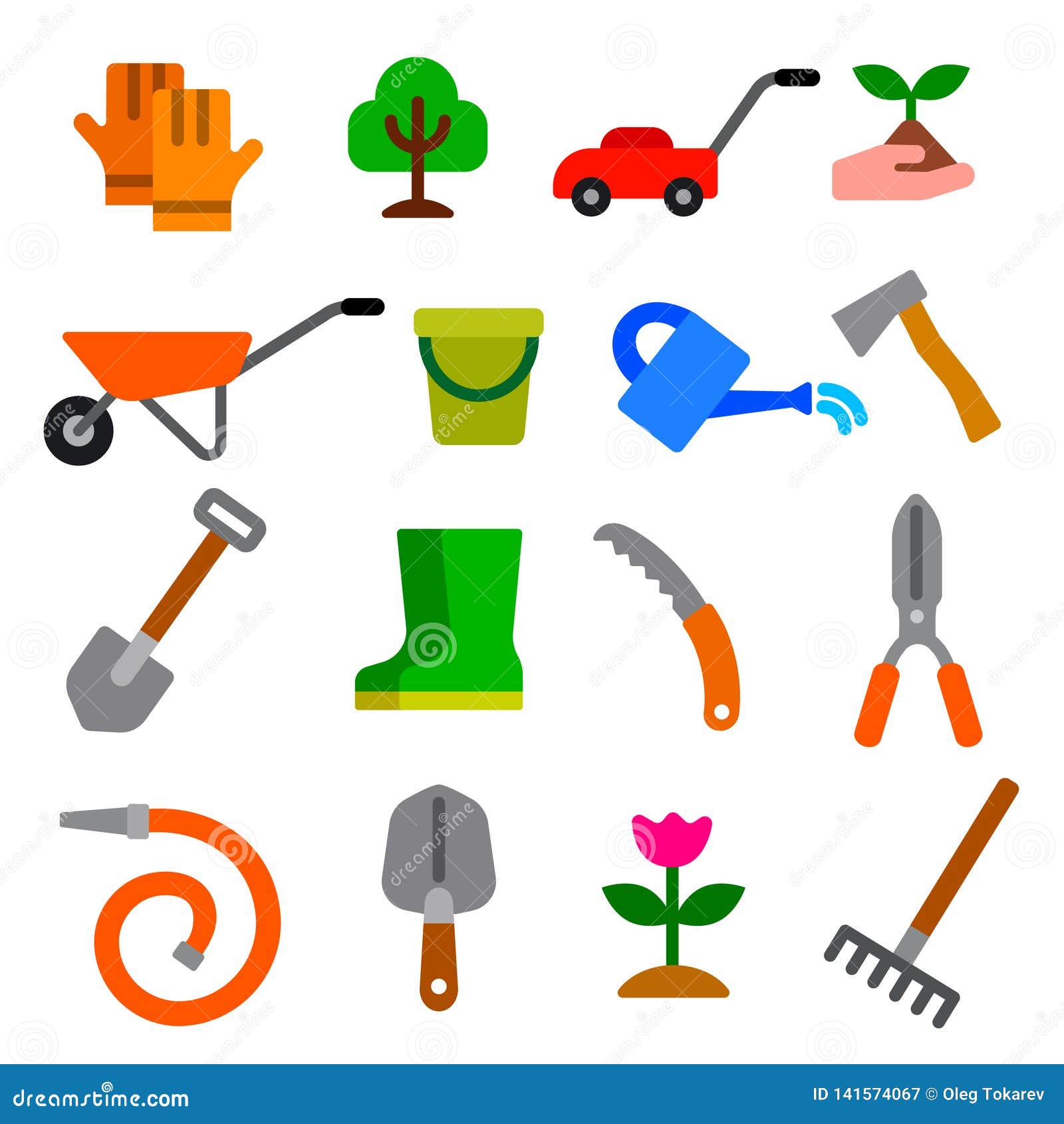Garden tools icon set stock vector. Illustration of symbol - 141574067