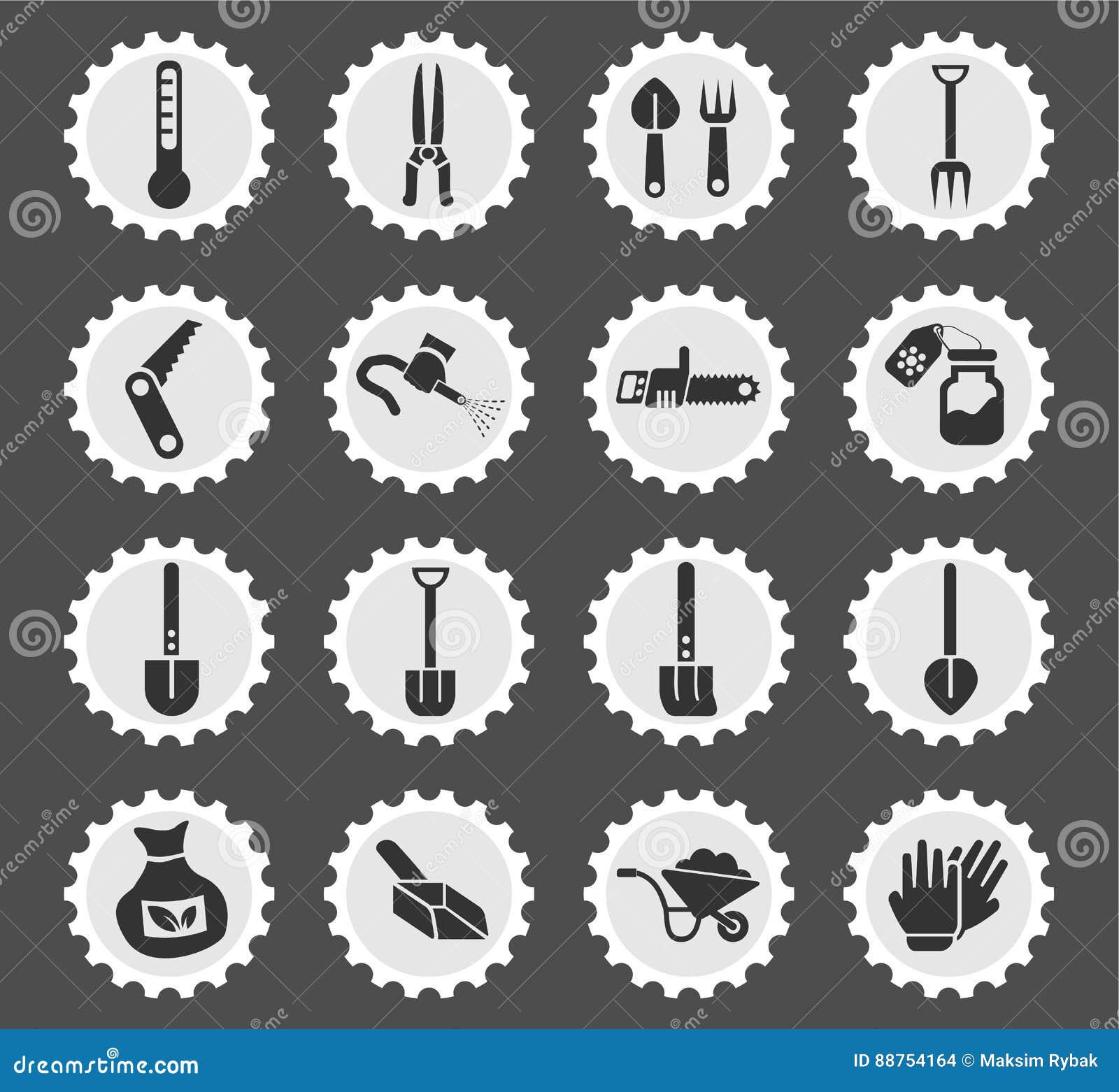 Garden tools icon set stock illustration. Illustration of flowerpot ...