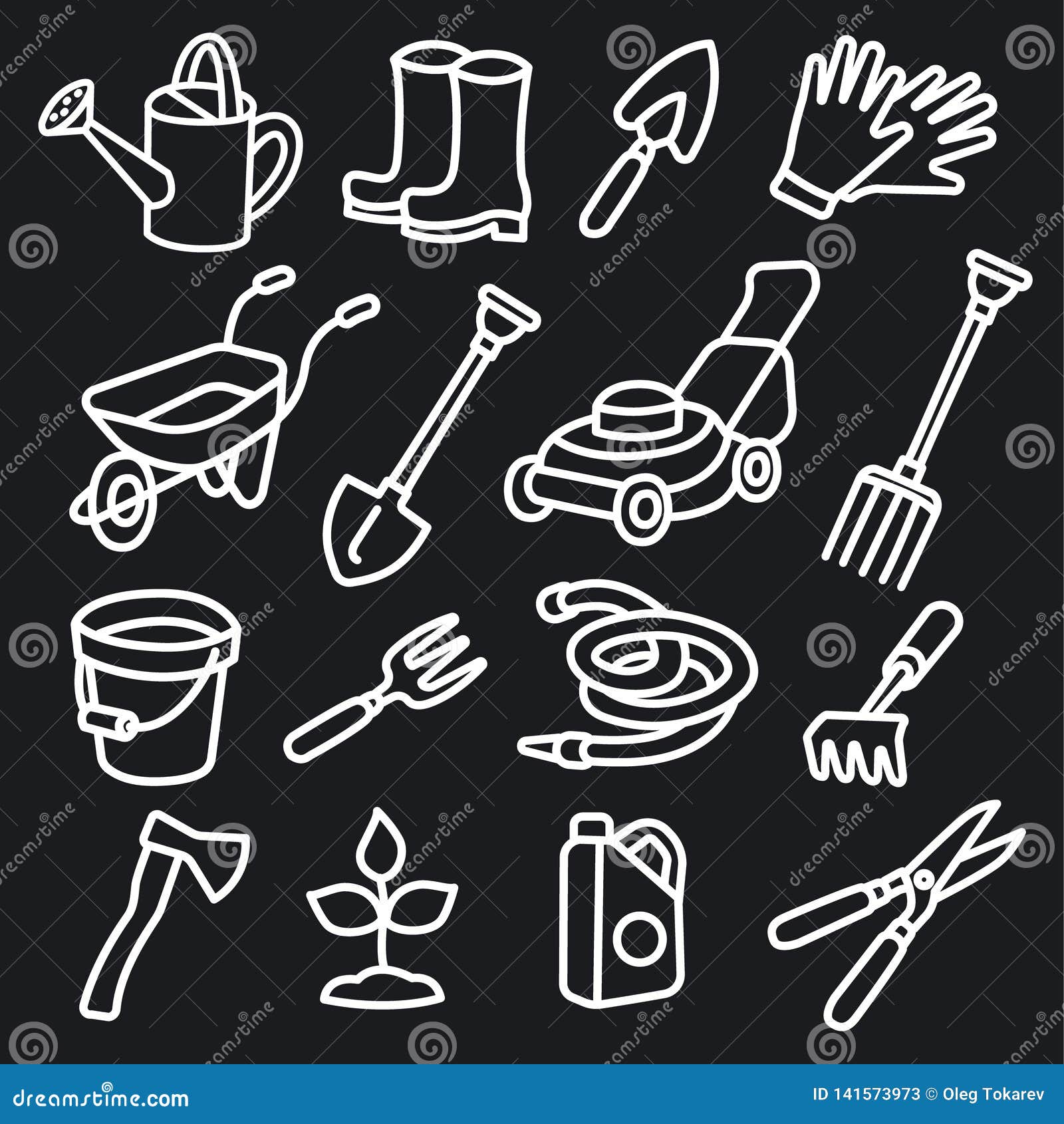 Garden tools icons stock vector. Illustration of flat - 141573973