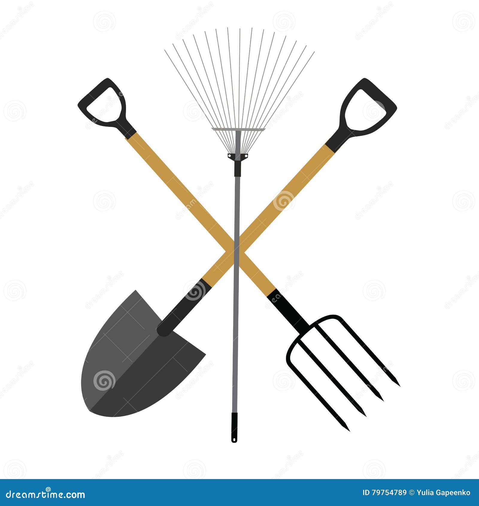 Shovel, Rake, Bucket And Sprinkle For Garden. Agricultural Set Cartoon ...