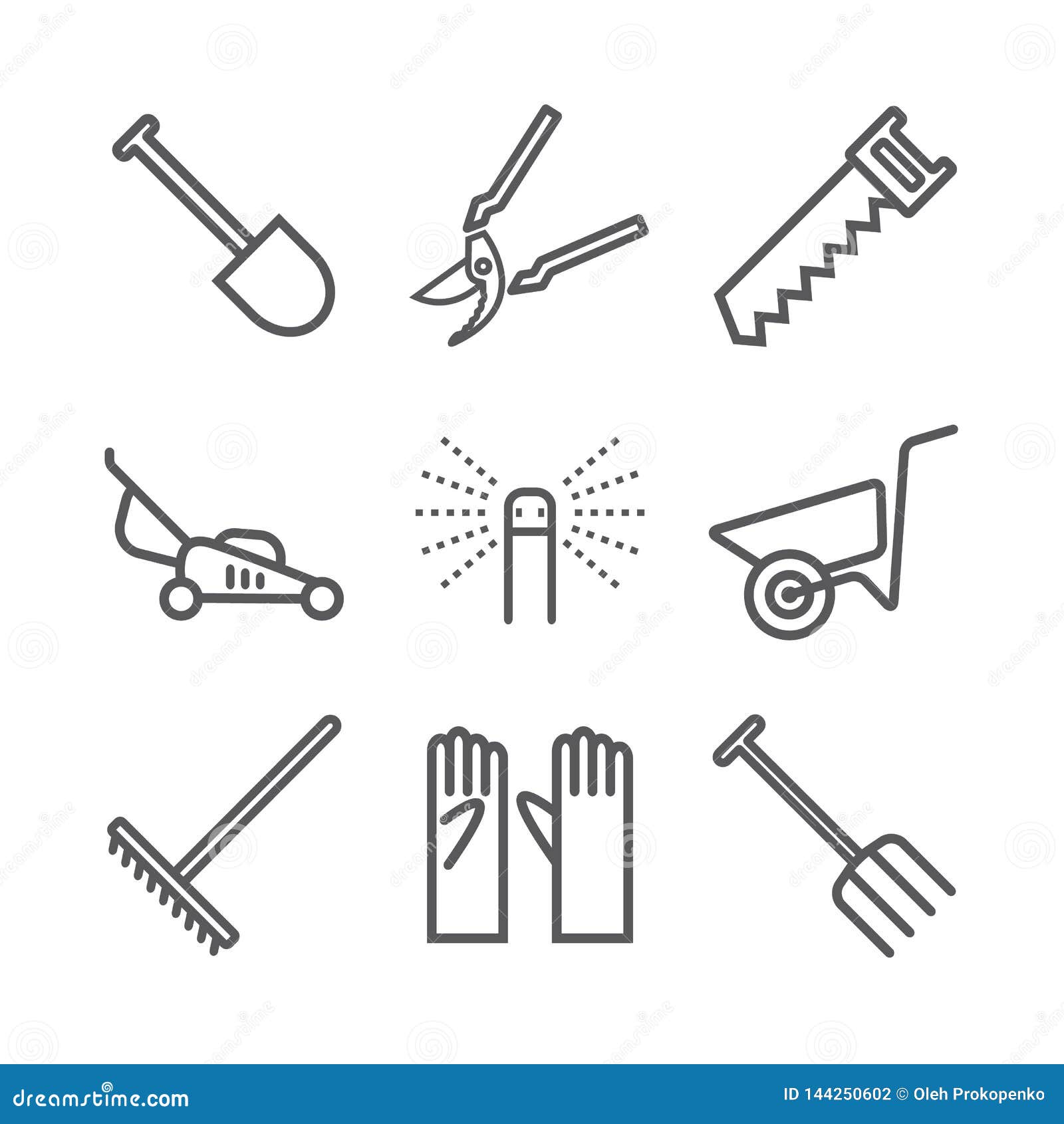 Garden Tools Line Icons. Vector Sign for Web Graphic. Stock Vector ...