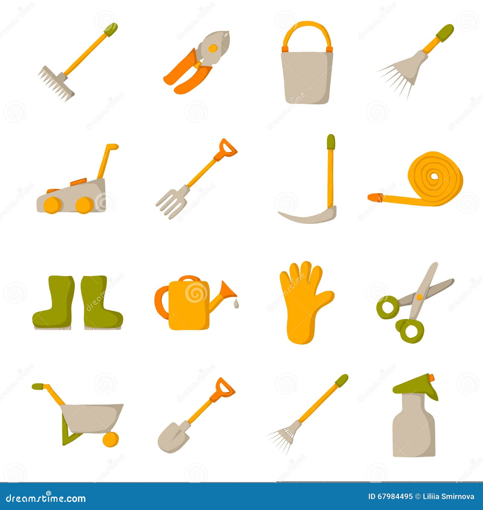 Garden tools objects stock illustration. Illustration of hose - 67984495