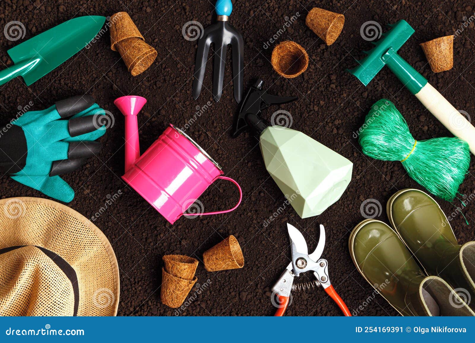 Garden Tools and Objects on the Soil Stock Image - Image of agriculture ...