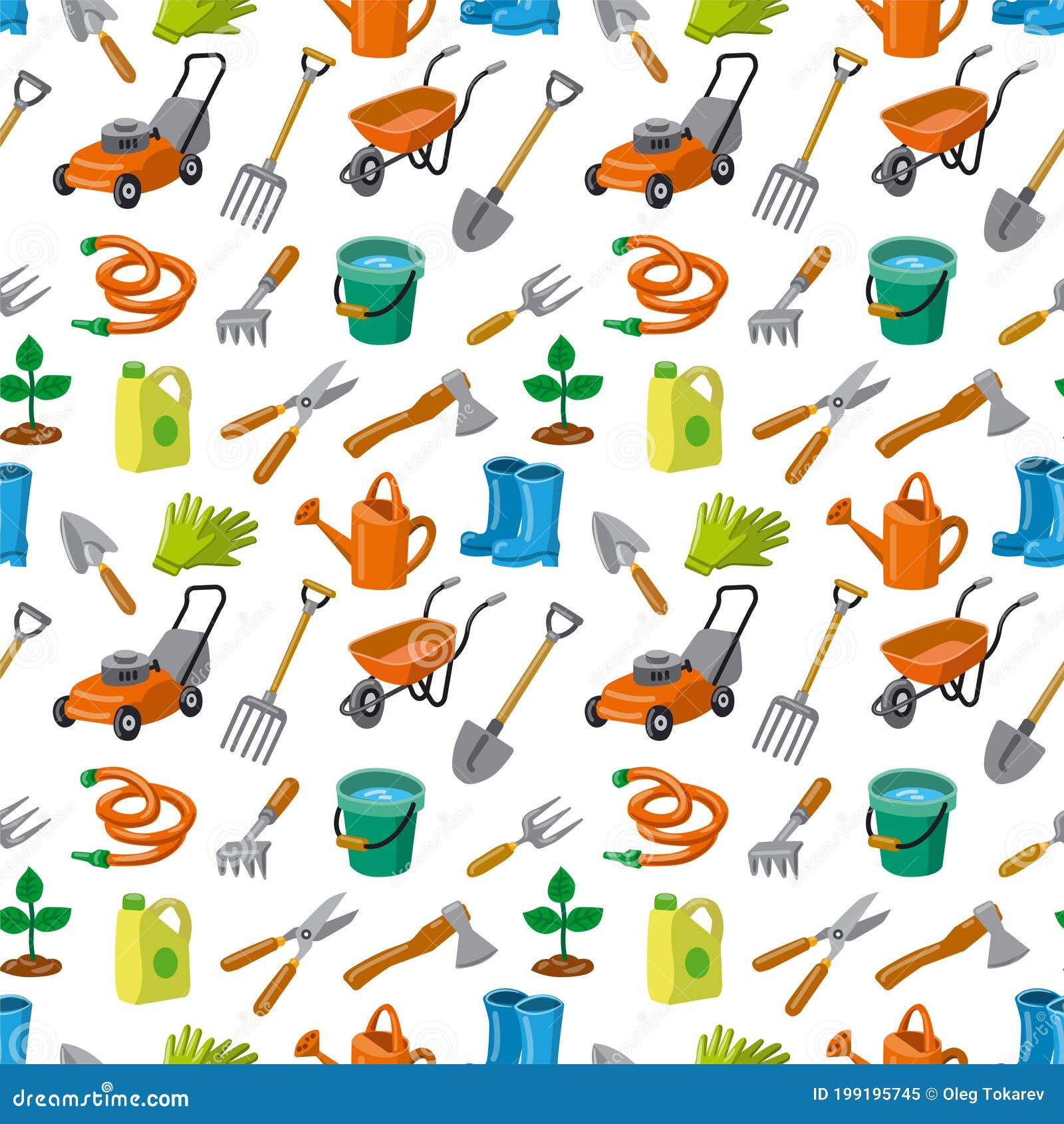 Garden tools pattern stock vector. Illustration of spring - 199195745