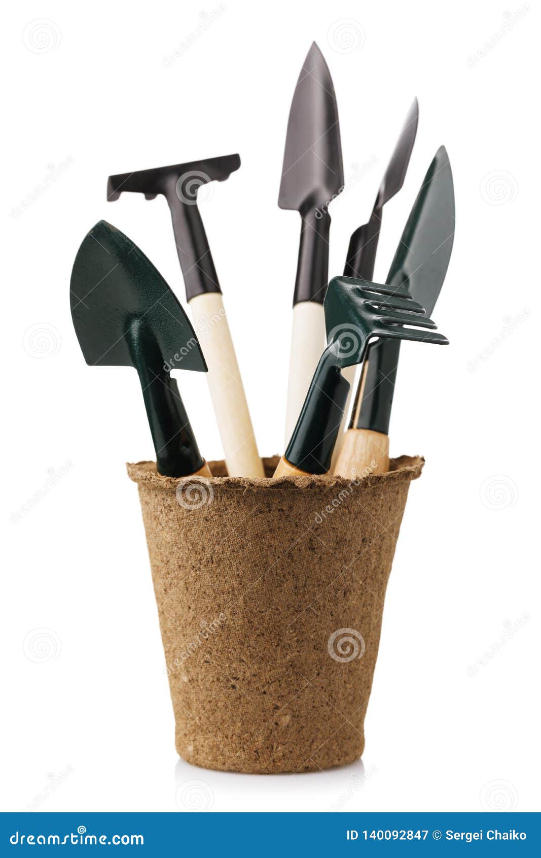 Garden Tools in Peat Pot Isolated Stock Image - Image of horticulture ...