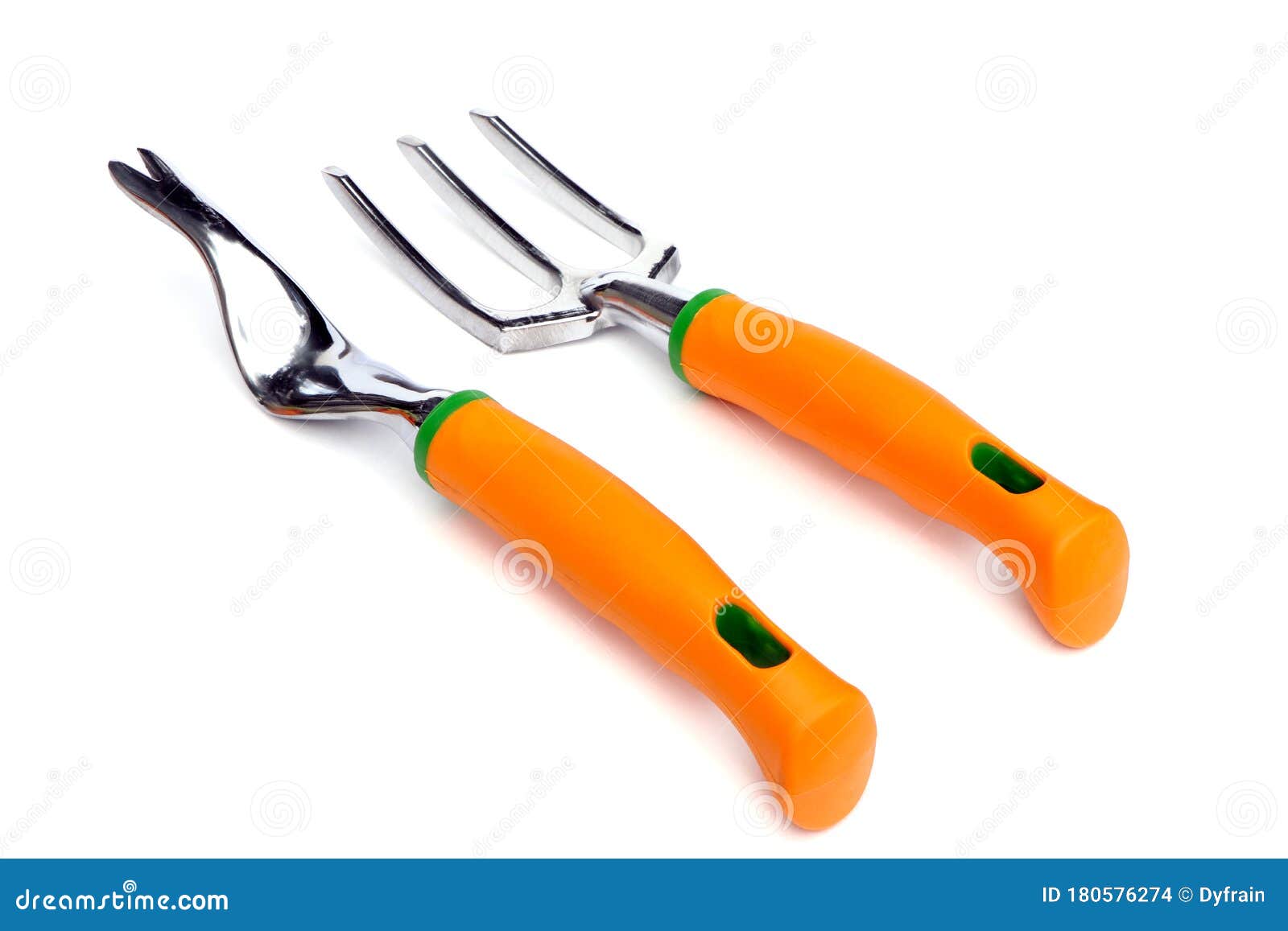 Garden Tools . Garden Root Remover and Fork Isolated on a White ...