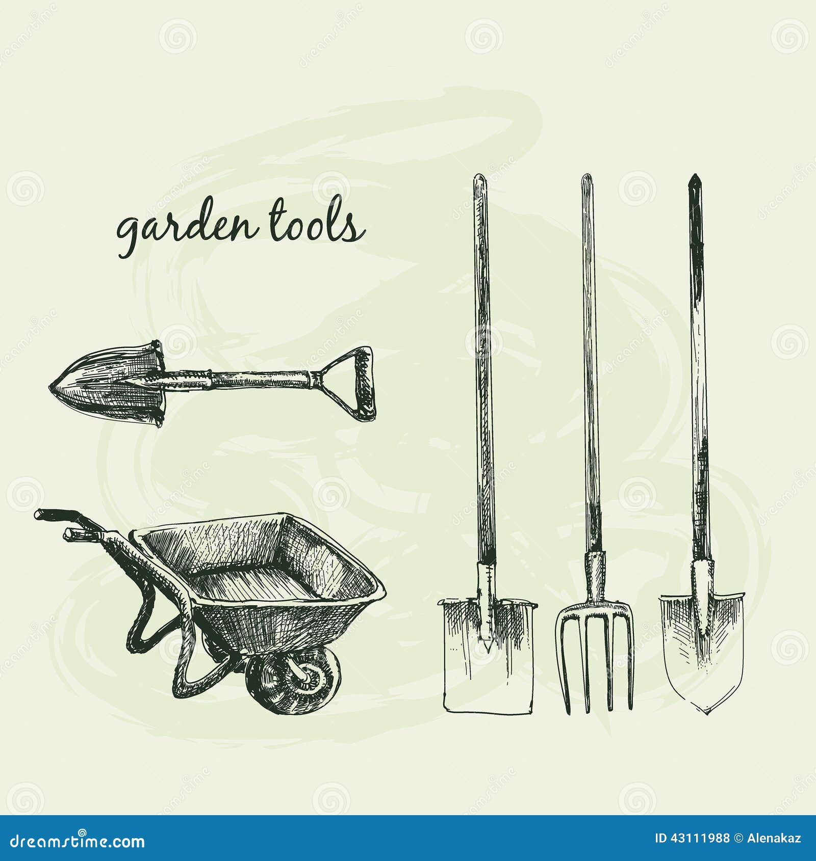 Garden tools. stock vector. Illustration of sketch, tools - 43111988