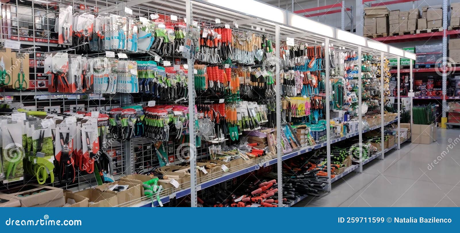 Garden Tools. Showcase with Garden Tools Editorial Stock Image - Image ...