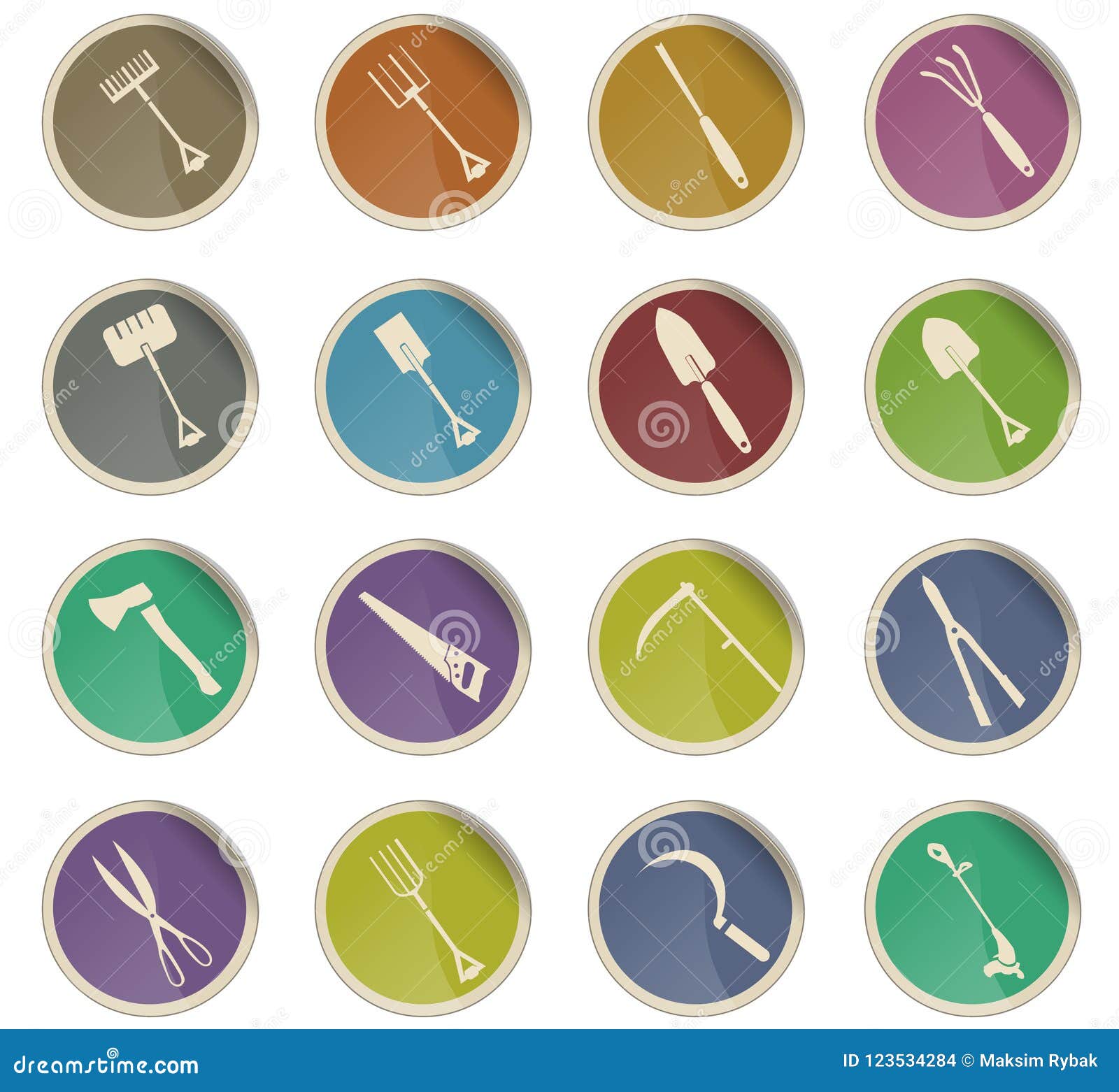 Garden tools icon set stock vector. Illustration of garden - 123534284