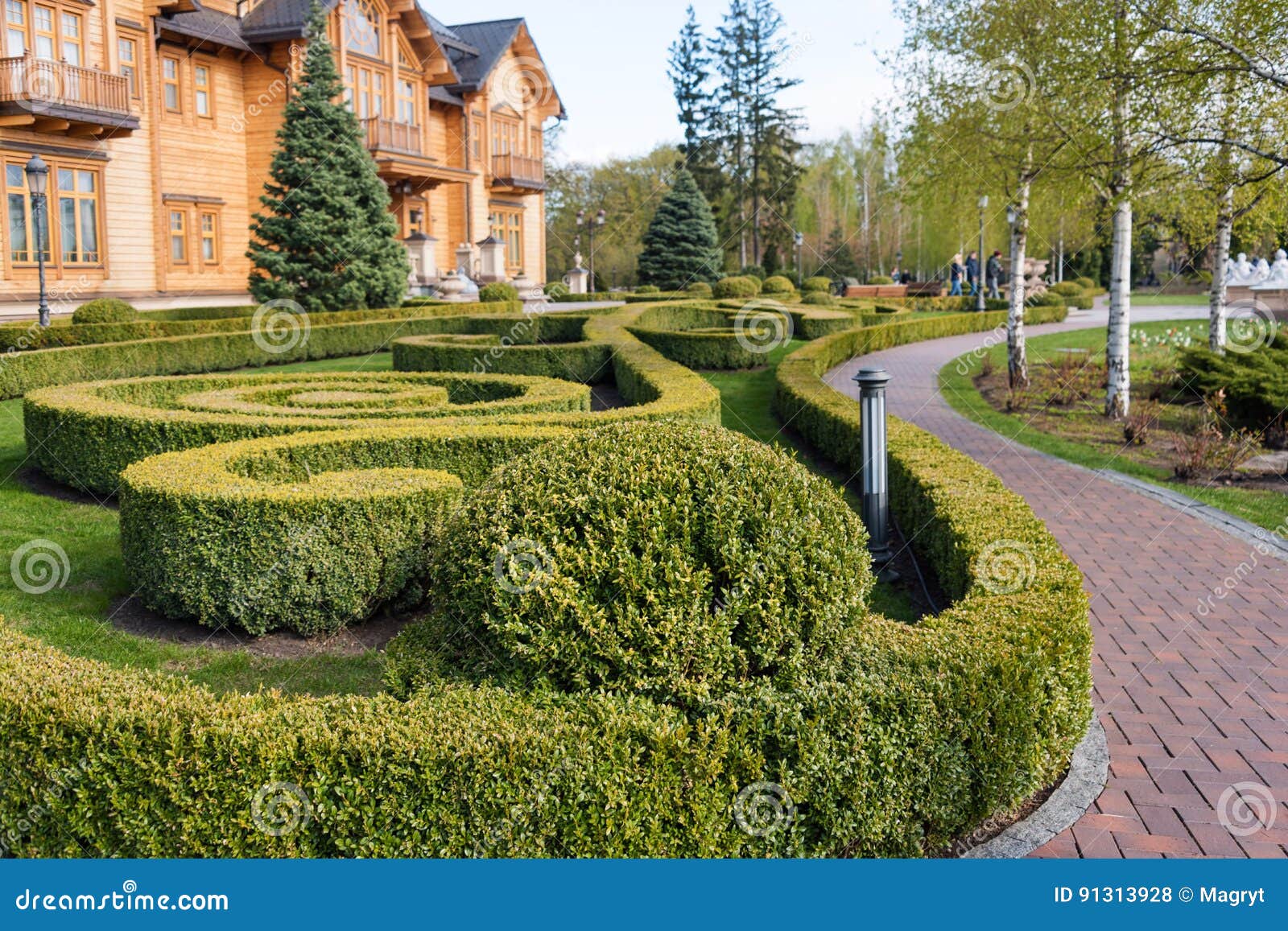 Garden with Topiary Landscape. Landscaping in the Park Stock Photo ...
