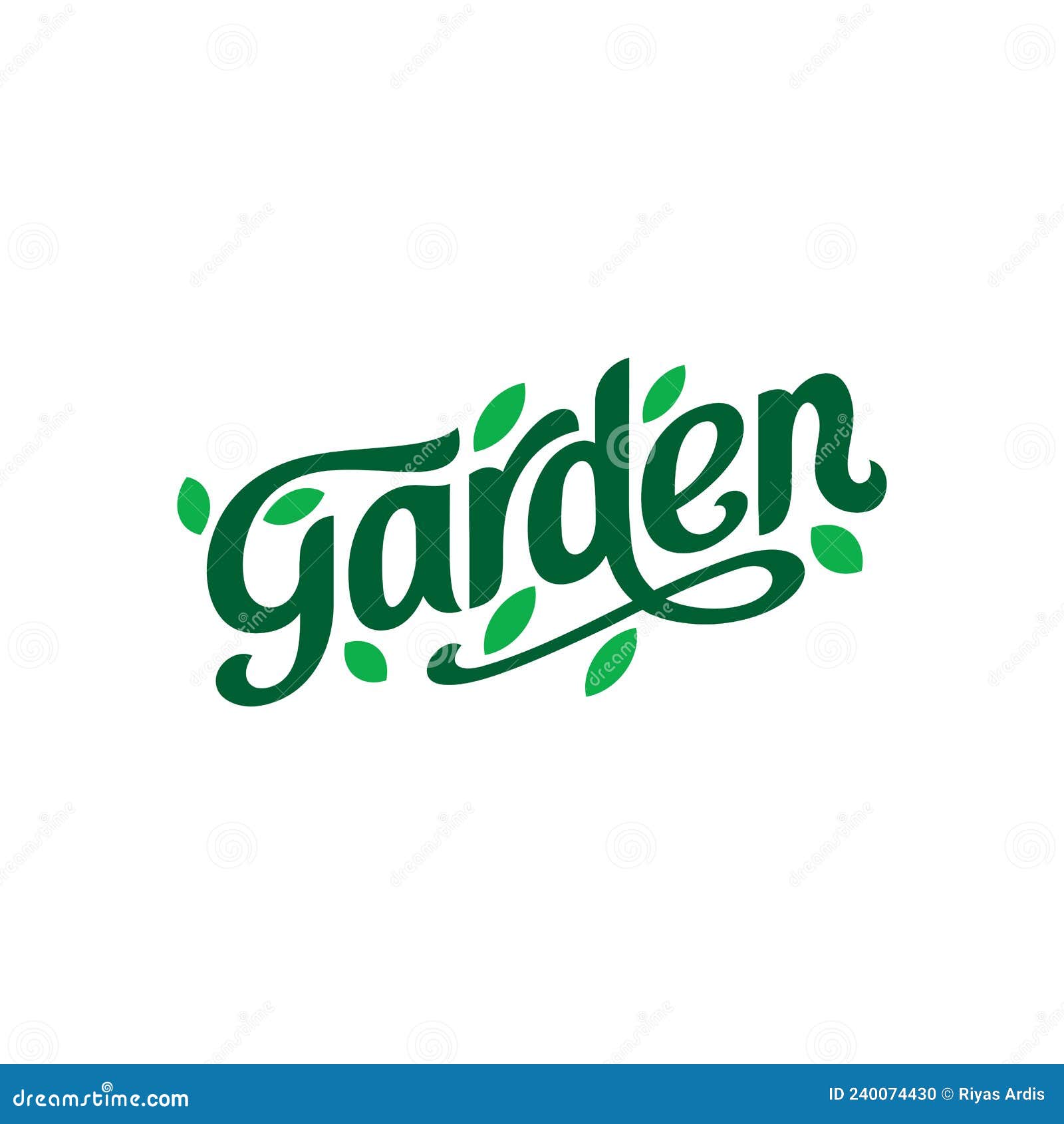 Garden Typography Vector Illustration with Leaves Stock Vector ...