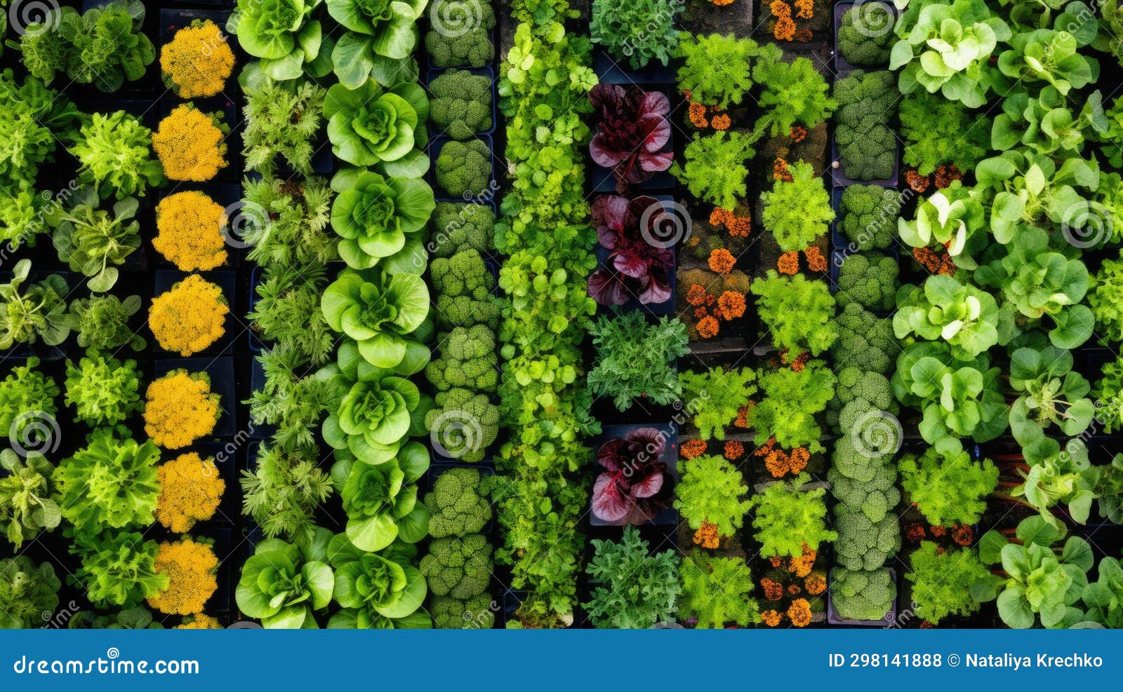 Garden with Vegetable Beds, Top View. Rows of Vegetable Beds Stock ...