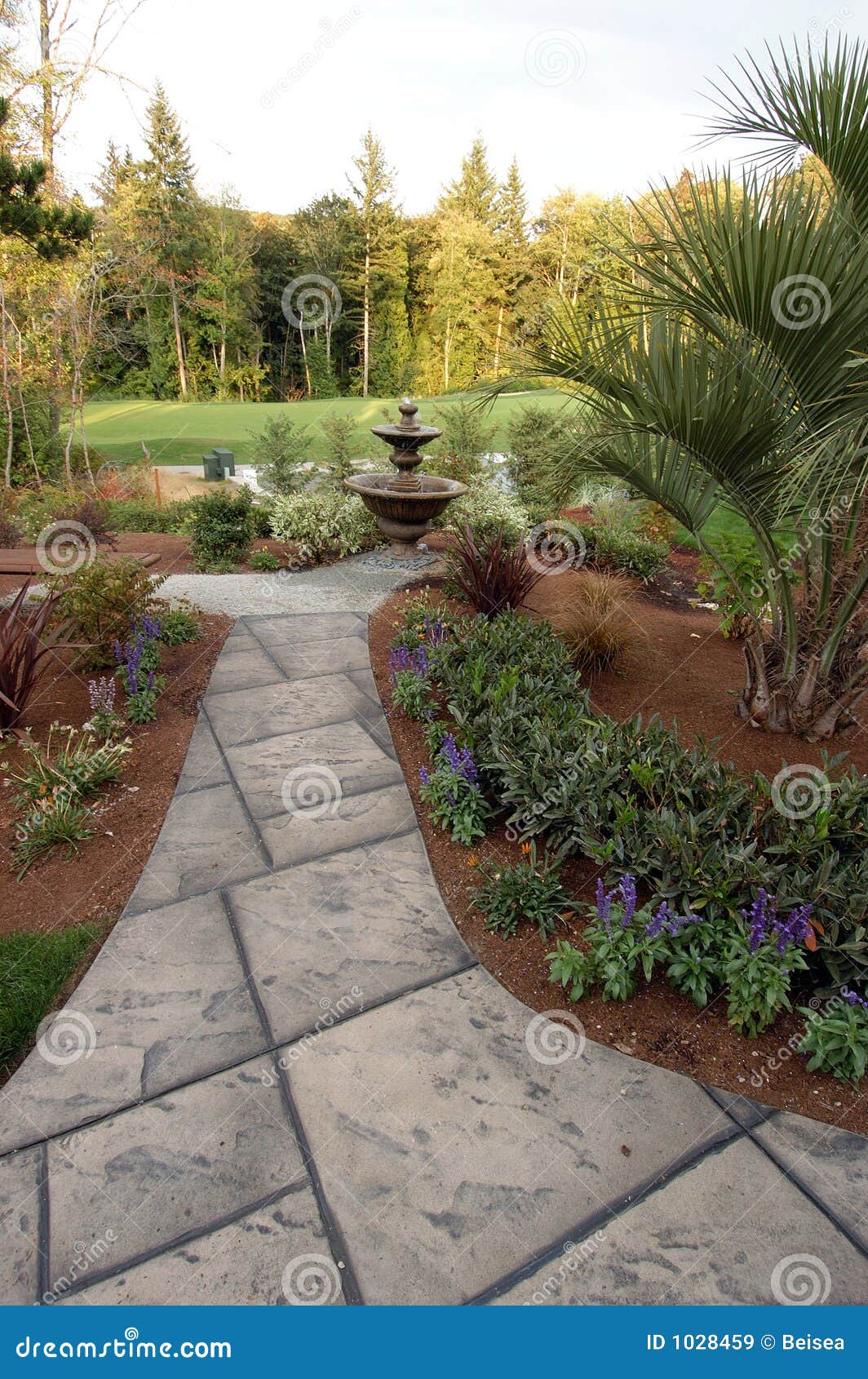 Garden with a view 2 stock image. Image of golf, table - 1028459
