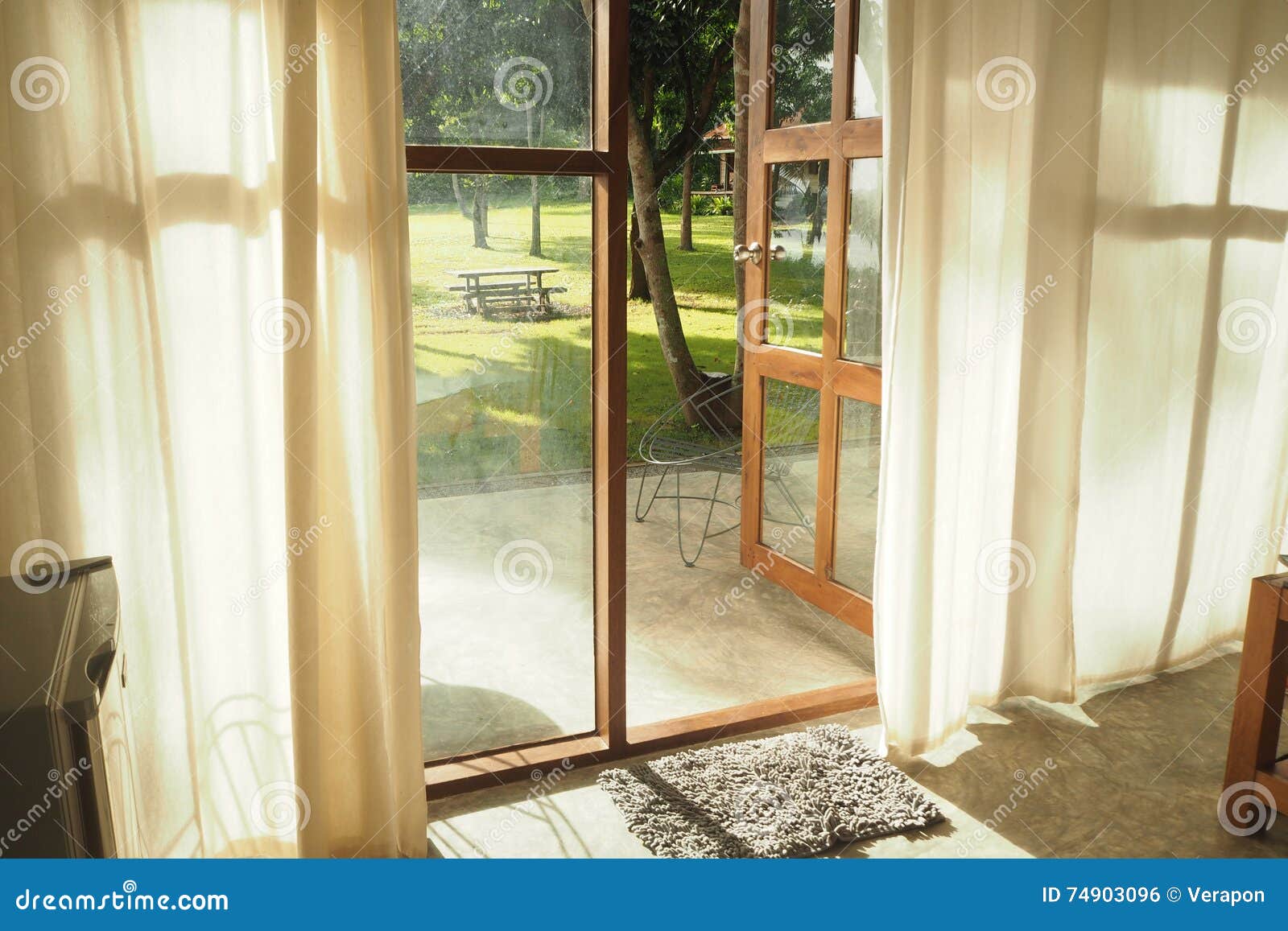 Garden View through the Door. Stock Photo - Image of outdoors, sliding ...
