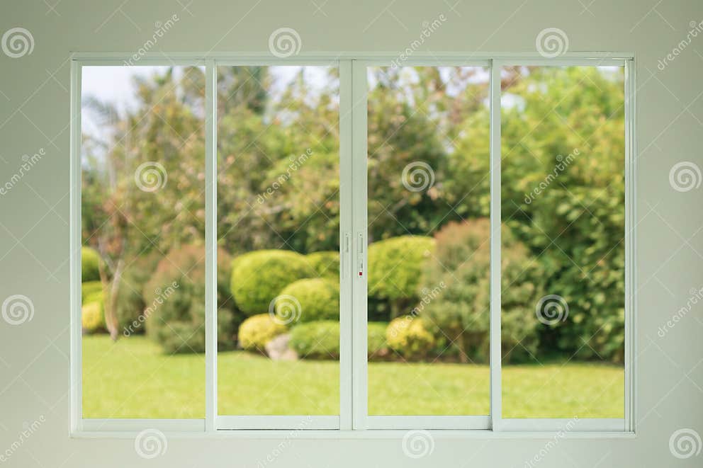 Garden View Outside through the Window Stock Photo - Image of ...