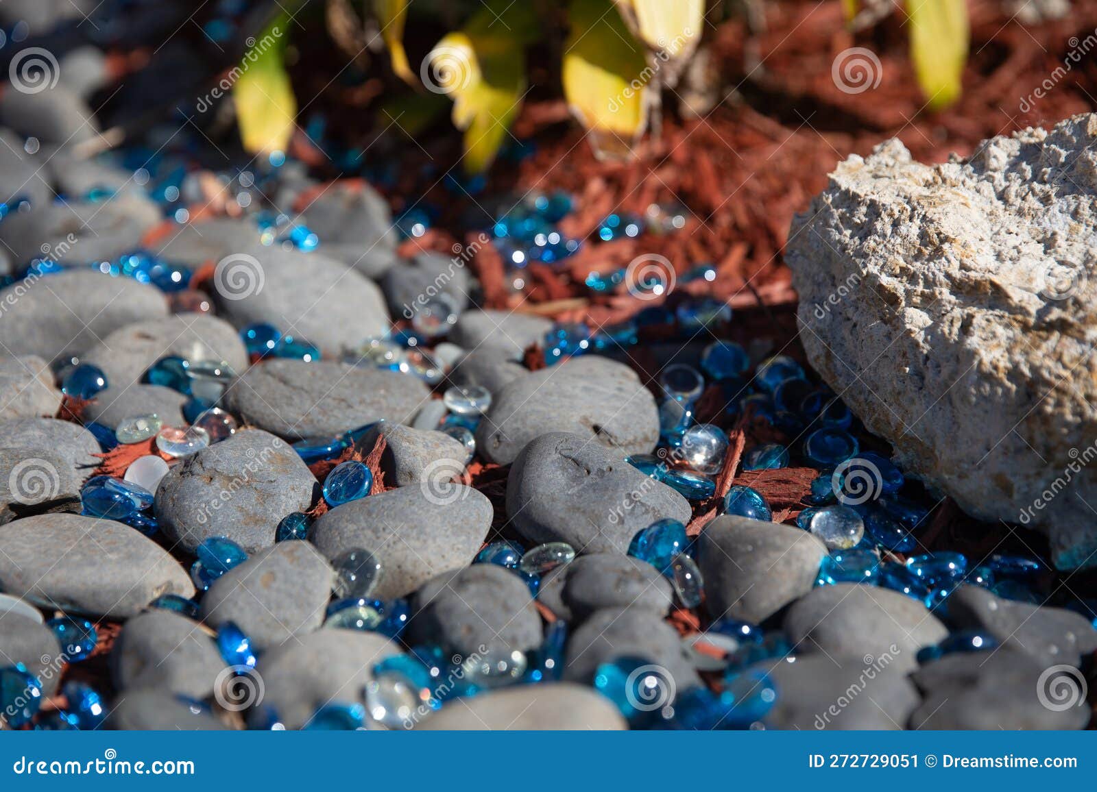 Garden Walkway with Blue Rocks Stock Image - Image of stones, close ...