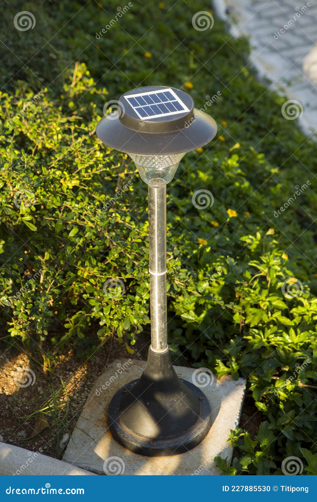 Garden Walkway with Solar Cell Stock Photo - Image of energy ...