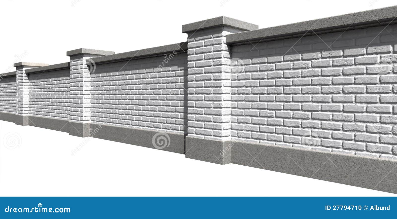 Garden Wall White Perspective Stock Photo - Image of isolated, real ...